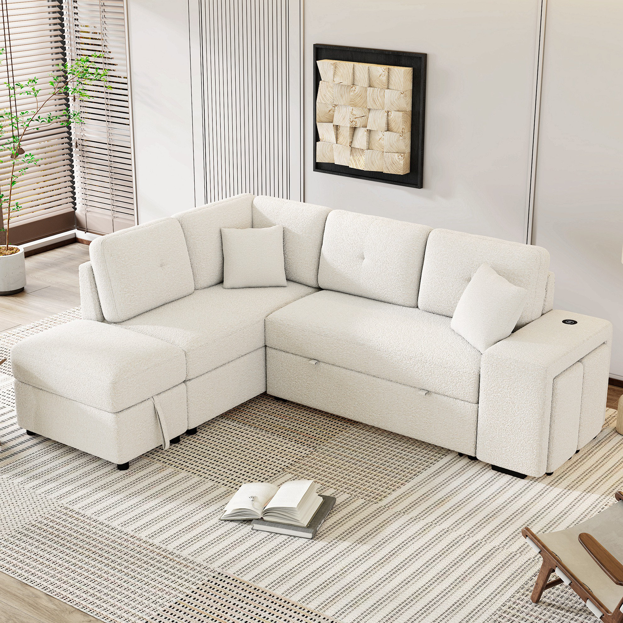 Latitude Run® 87.7" Convertible Sleeper Sectional – Pull-Out Bed ...