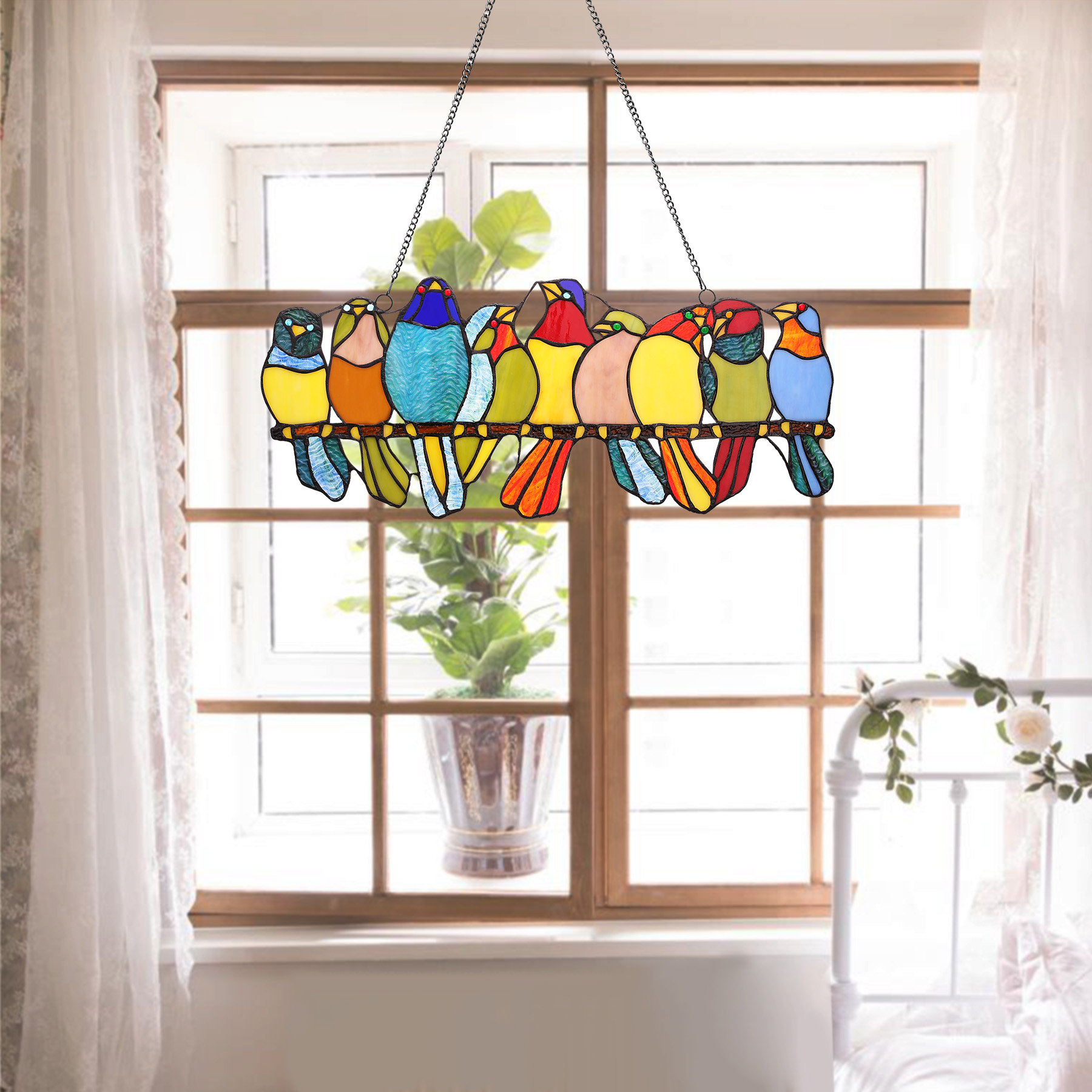 August Grove Birds Tiffany Window Panel & Reviews | Wayfair