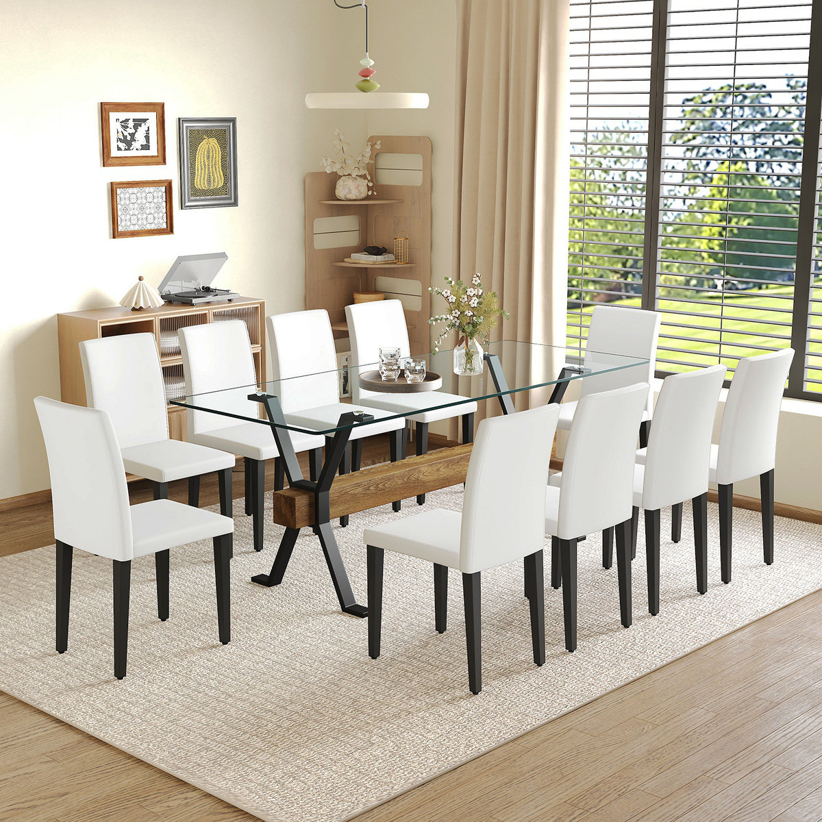 Red Barrel Studio® Table And Chair Set.79"X31.5" Inch Tempered Glass ...