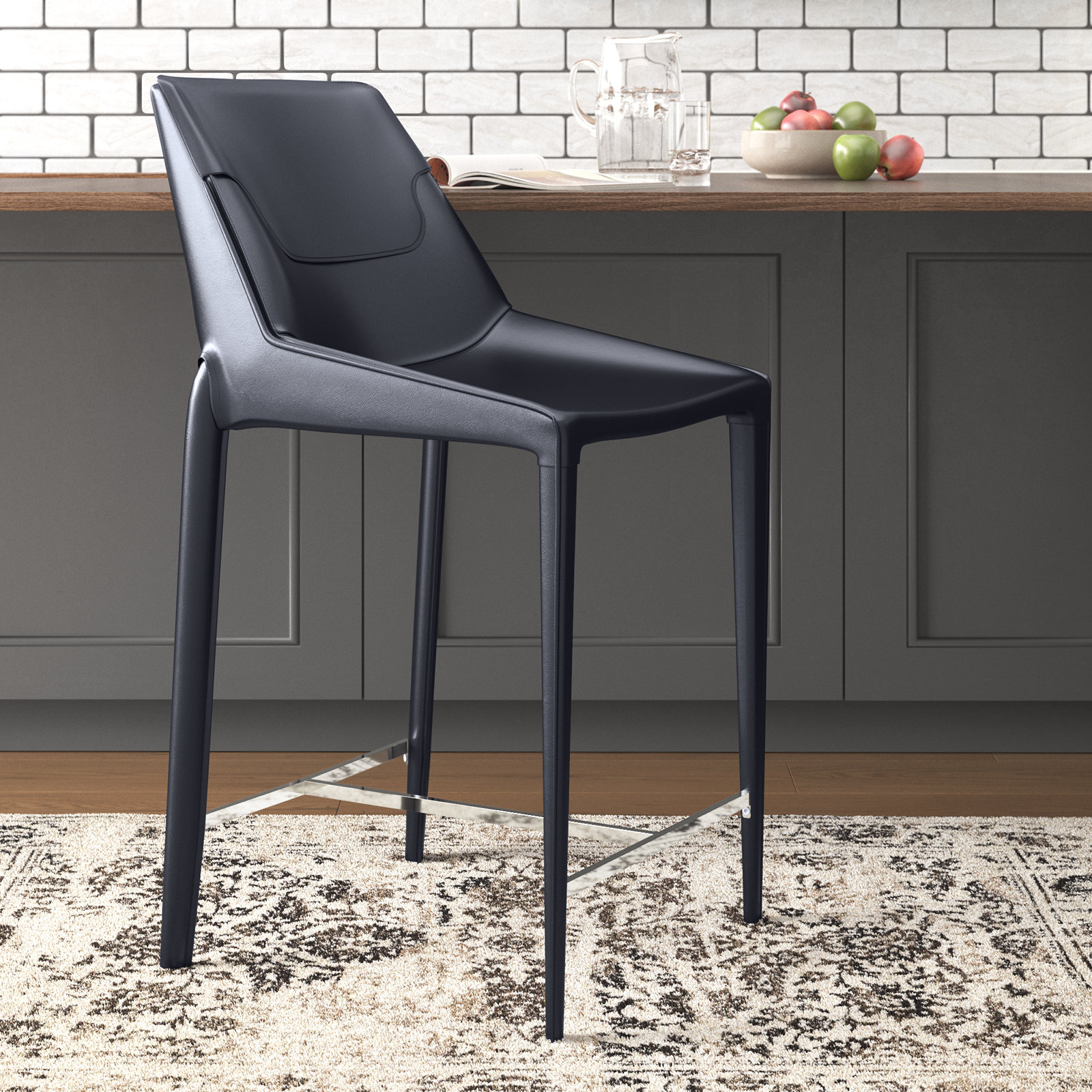AllModern Modo Upholstered 25.4'' Counter Stool with Metal Frame | Wayfair