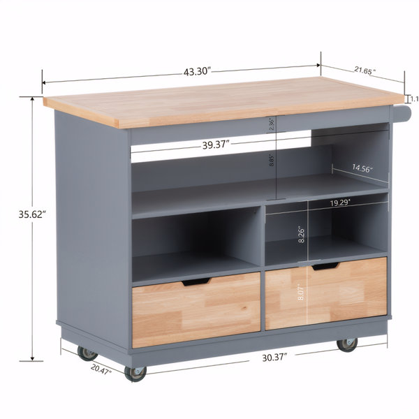 AiYchen Kitchen Island with Storage, Two-sided Kitchen island Cart on ...
