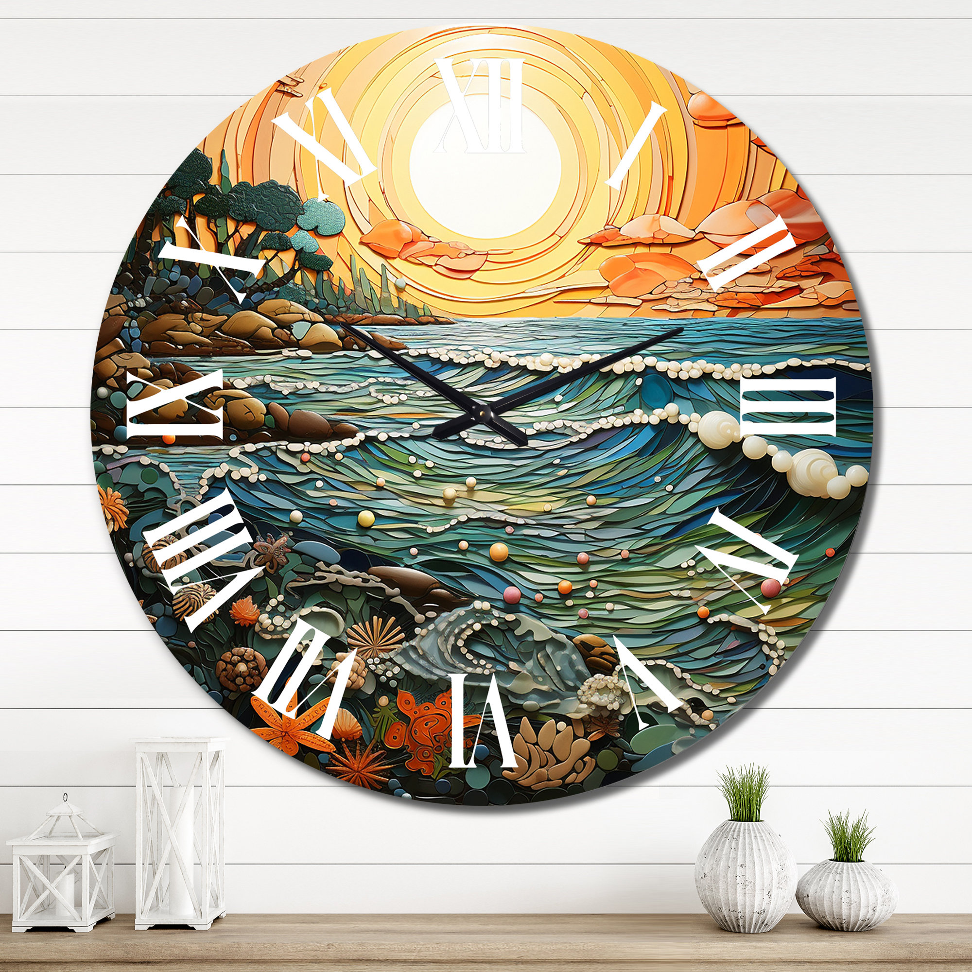 Design Art Beach Surf And Turf I Metal Wall Clock | Wayfair