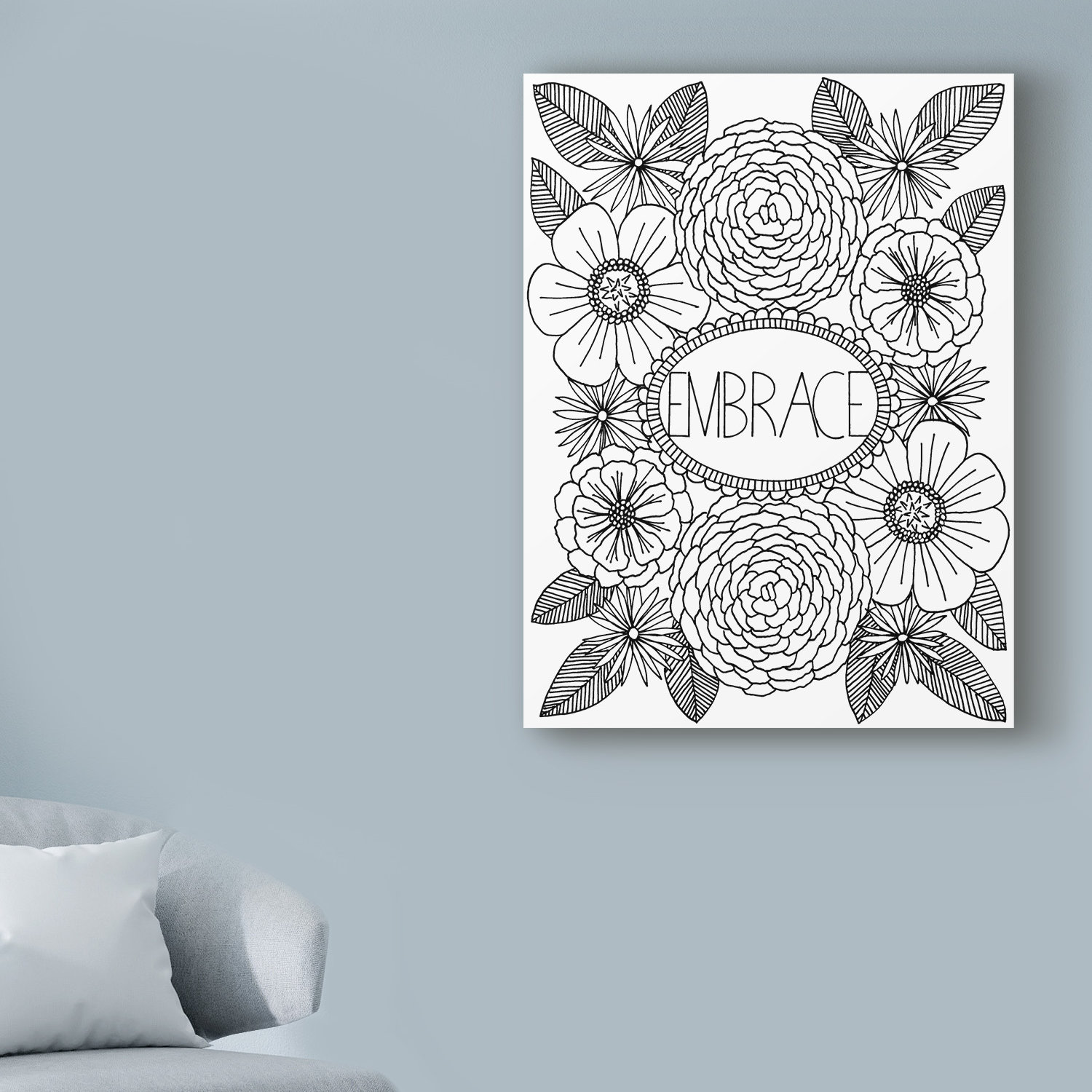 Ebern Designs 'Embrace Line Art' Drawing Print on Wrapped Canvas ...