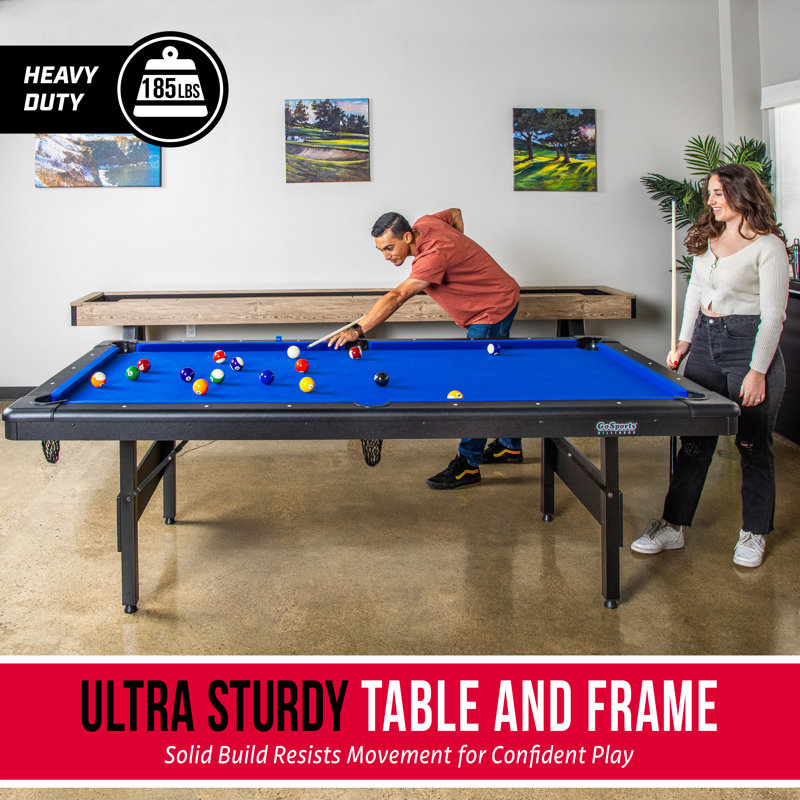 GoSports Full Size 8 ft Billiards Game Table - Foldable Design - Black ...