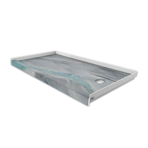 FlexStone 60"L x 36"W Single Threshold Alcove Shower Base with Center ...
