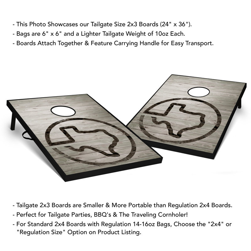 Skip's Garage 2' X 3' Texas Tailgate Size Cornhole Set | Wayfair