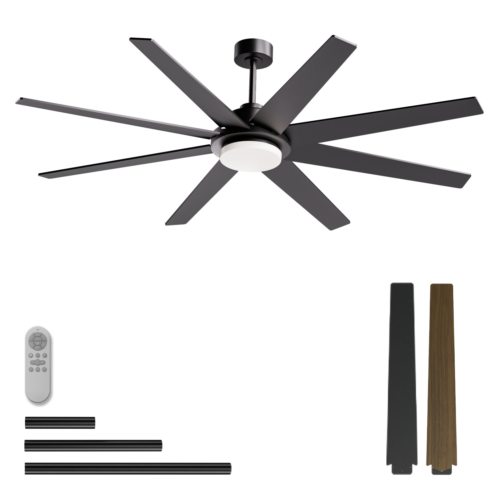 Latitude Run® 72 Inch Large Ceiling Fans With Lights And Remote ...