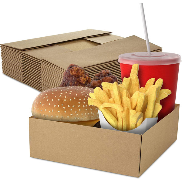 Prep & Savour Darice Brown Square Paper Food Trays 10.5" x 10.5" x 3.69 ...