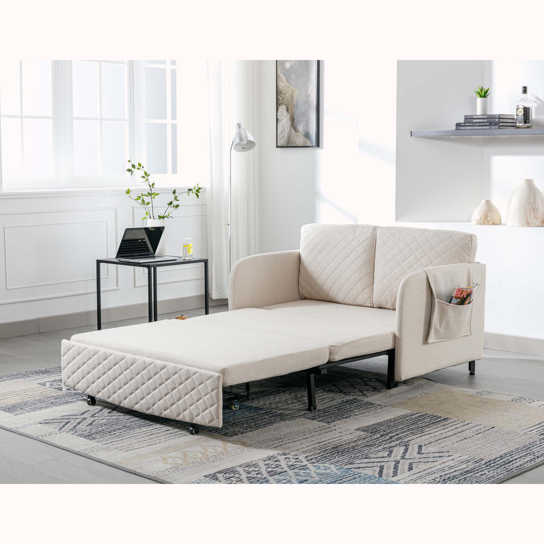 Red Barrel Studio Pull Out Bed Convertible Sleeper Sofa Bed with 2 ...