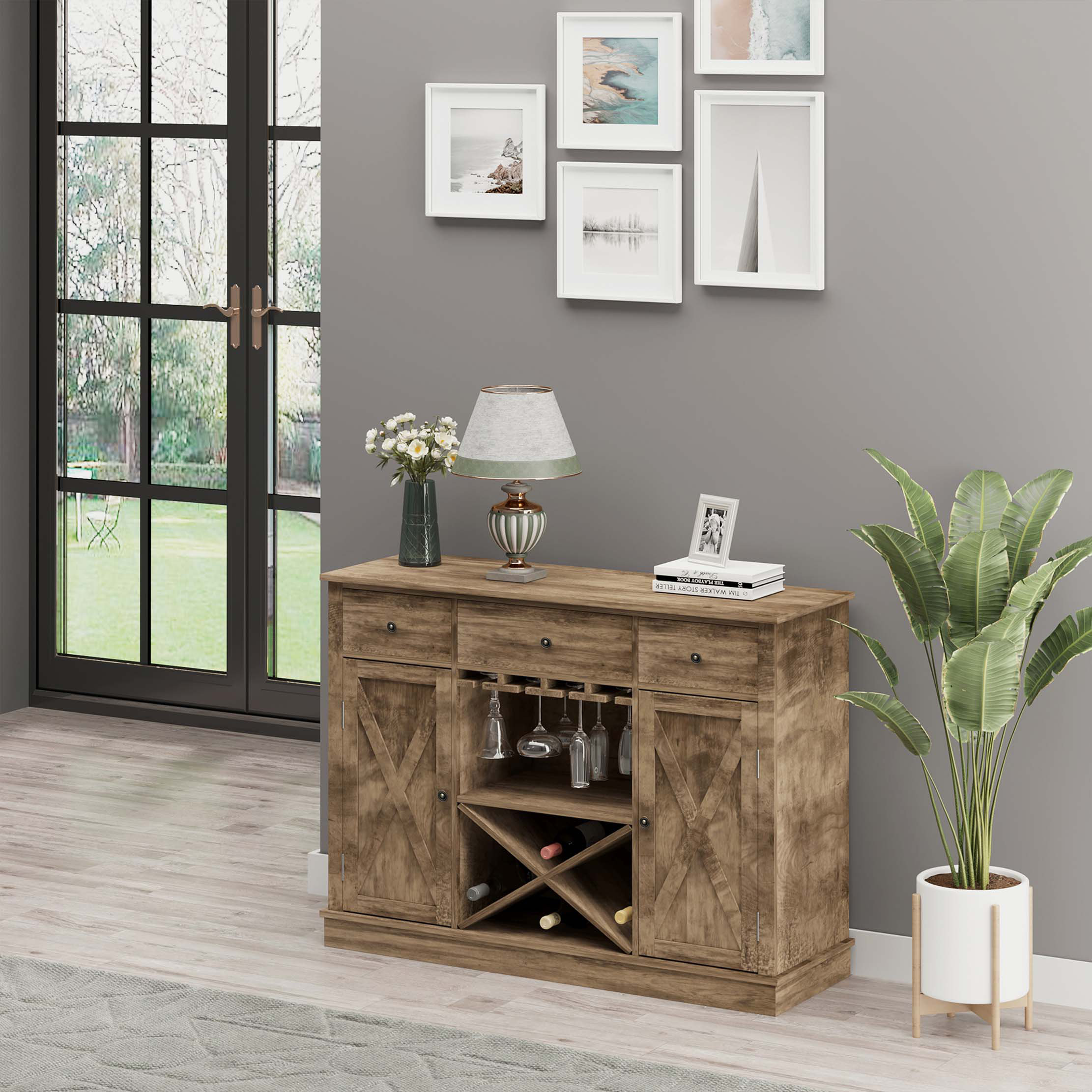 Gracie Oaks Rustic Buffet Cabinet With Abundant Storage | Wayfair