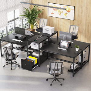 Inbox Zero Hansbury Reversible Desk with Built in Outlets & Reviews ...
