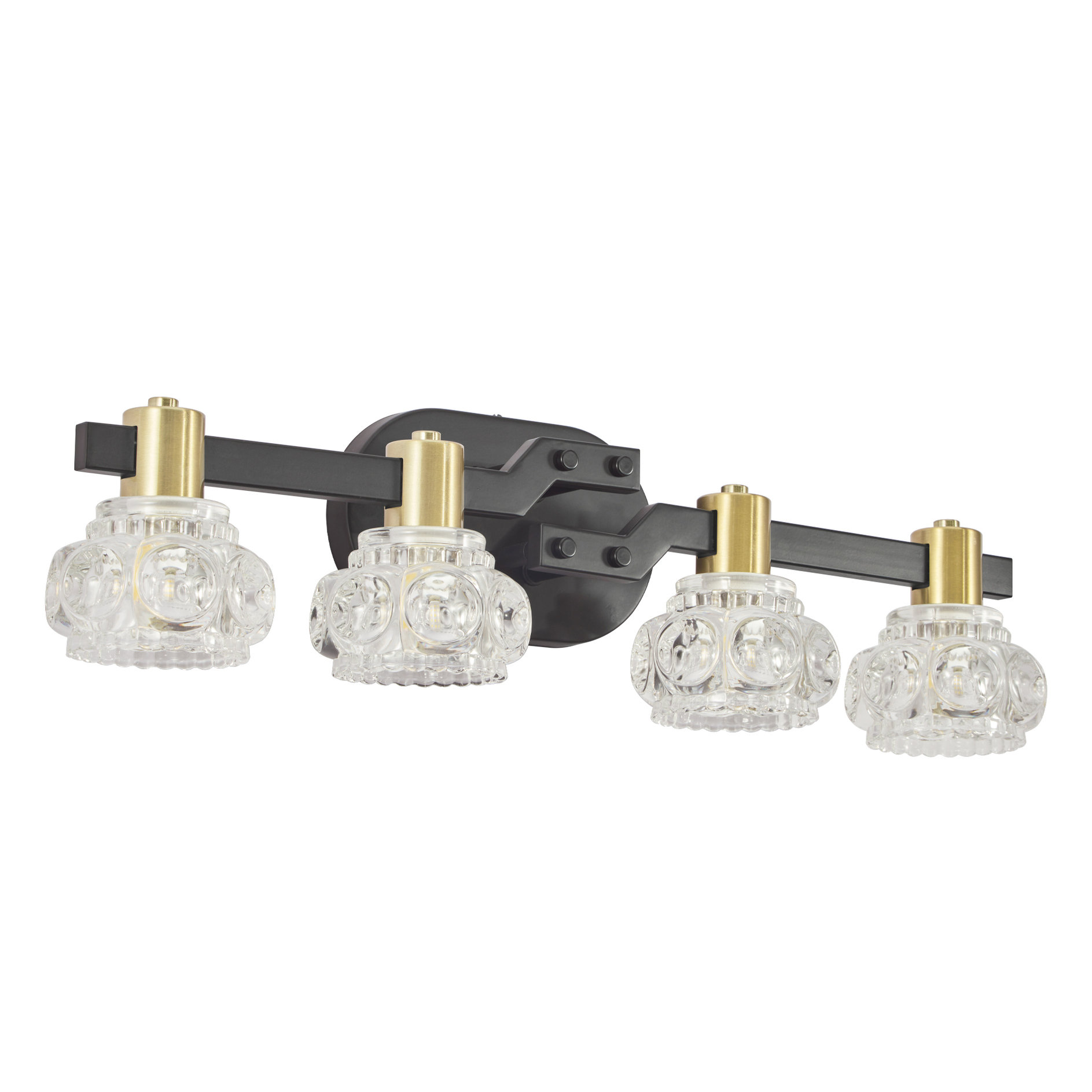 Mercer41 4- Wall Sconce With Clear Crystal, Black Iron, Retro Bathroom ...