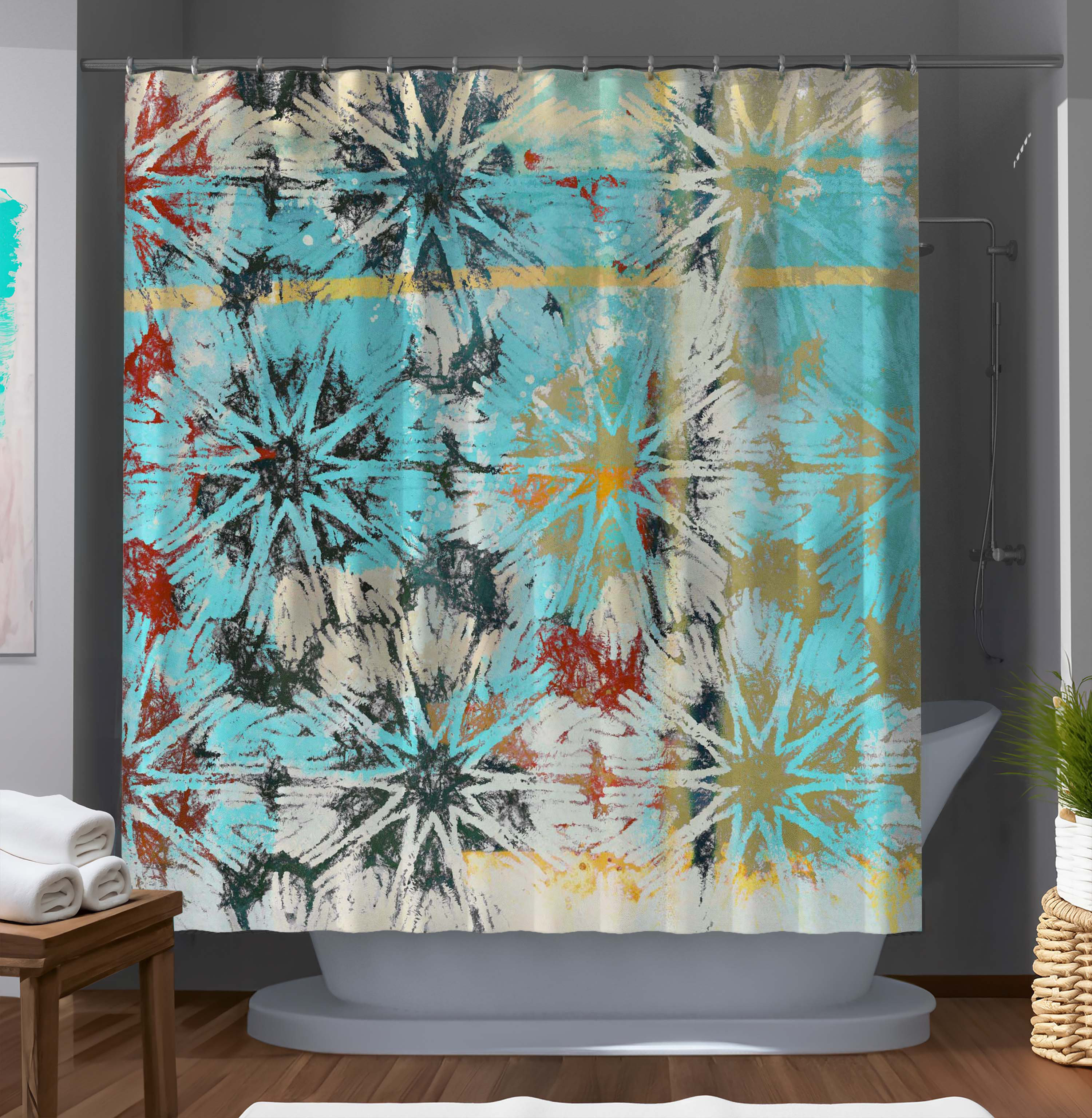 East Urban Home Badina Abstract Shower Curtain | Wayfair
