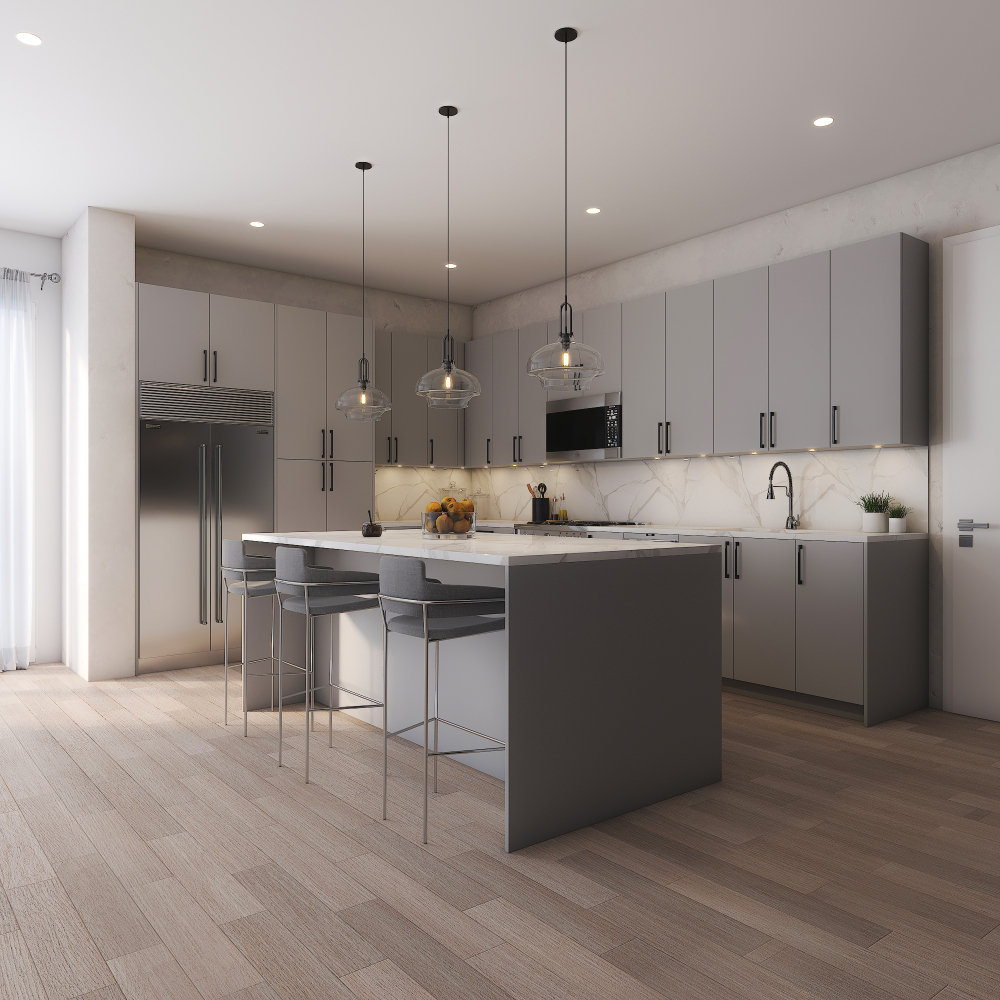 Cambridge Radiance Matte Gray Slab Style Wall Kitchen Cabinet End Panel ...