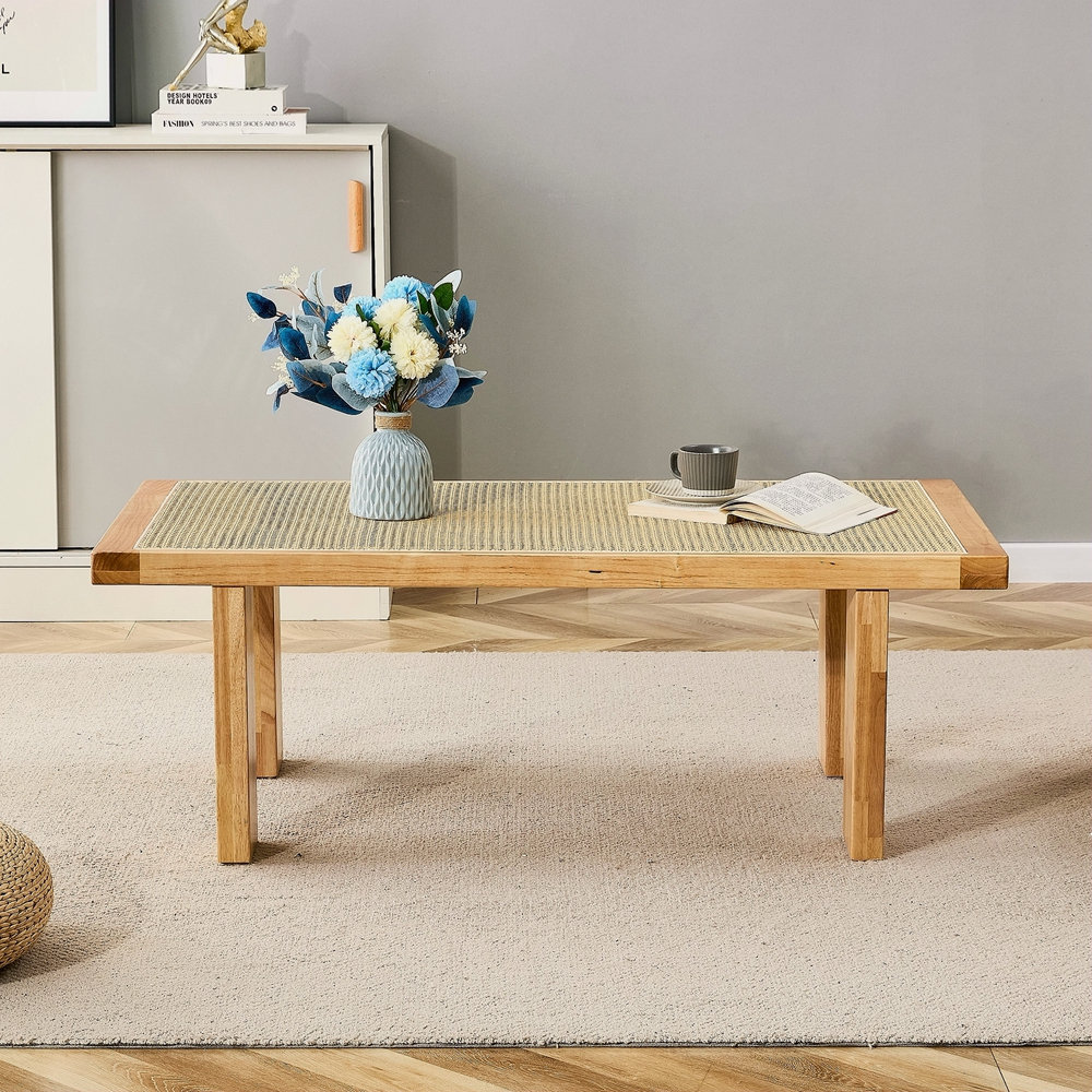 George Oliver Modern And Minimalist Rectangular Rattan Tabletop With ...