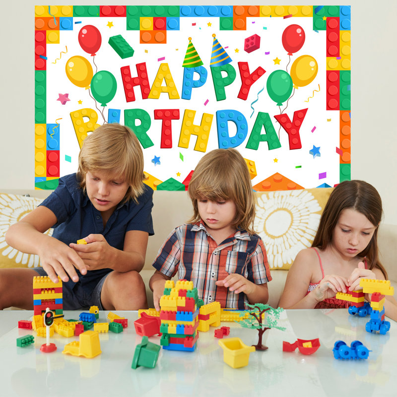 The Party Aisle™ Building Block Backdrop,71'' x 43'' Building Block ...