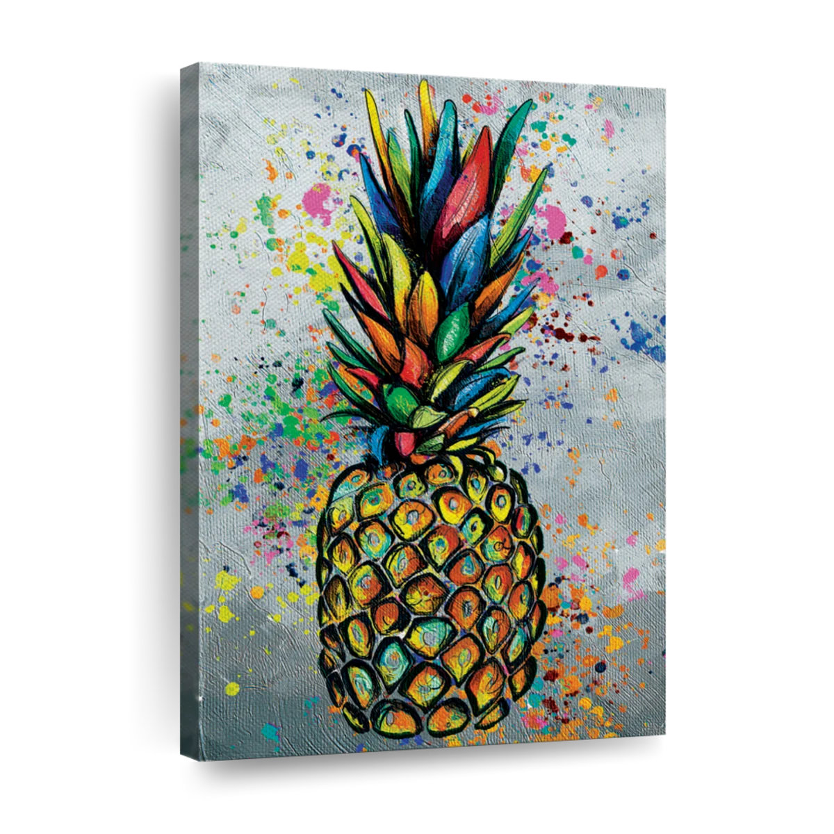 Bay Isle Home™ Pineapple Color Splash Paint On Canvas Print | Wayfair