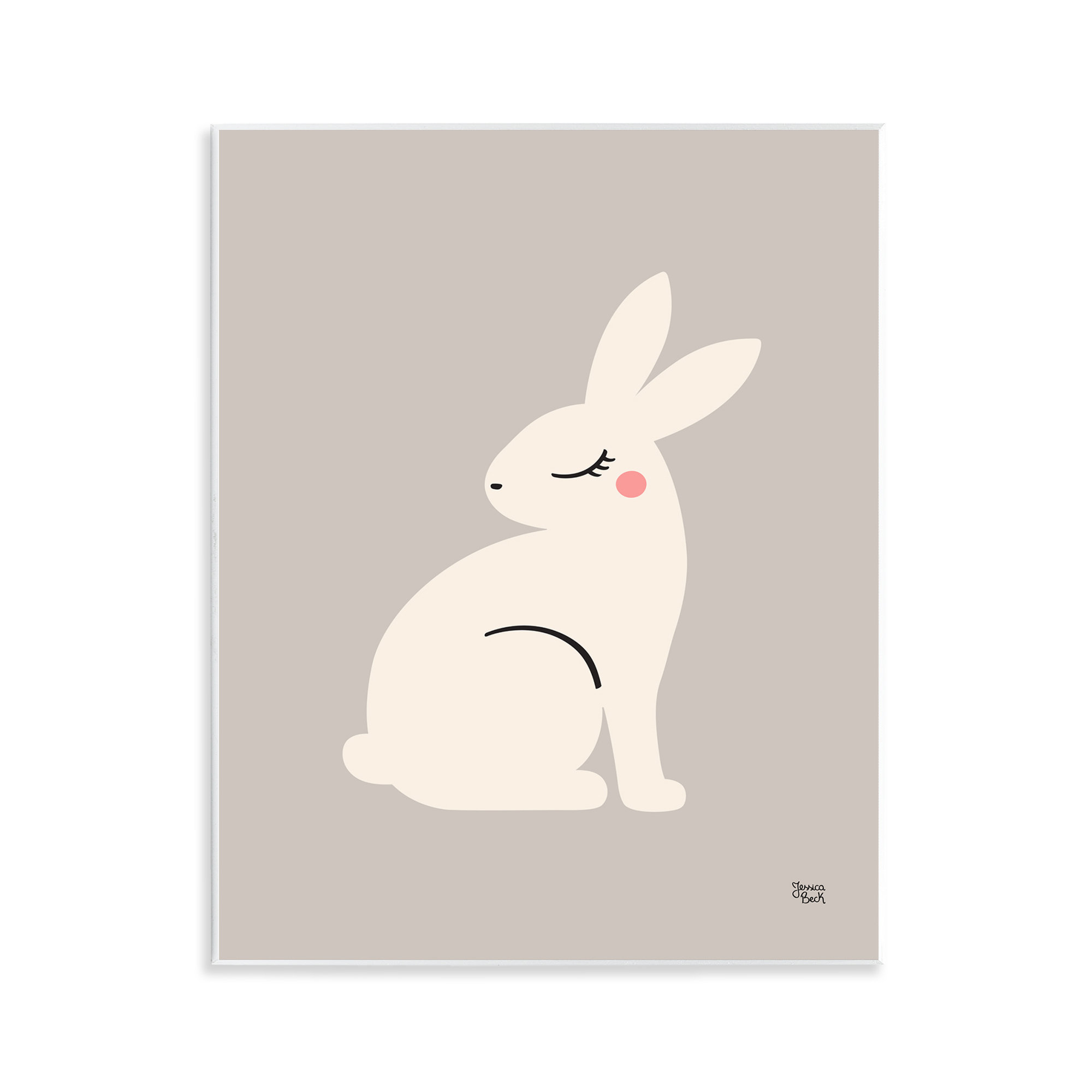 Ebern Designs Minimal White Rabbit Wall Plaque Art by Jessica Beck ...