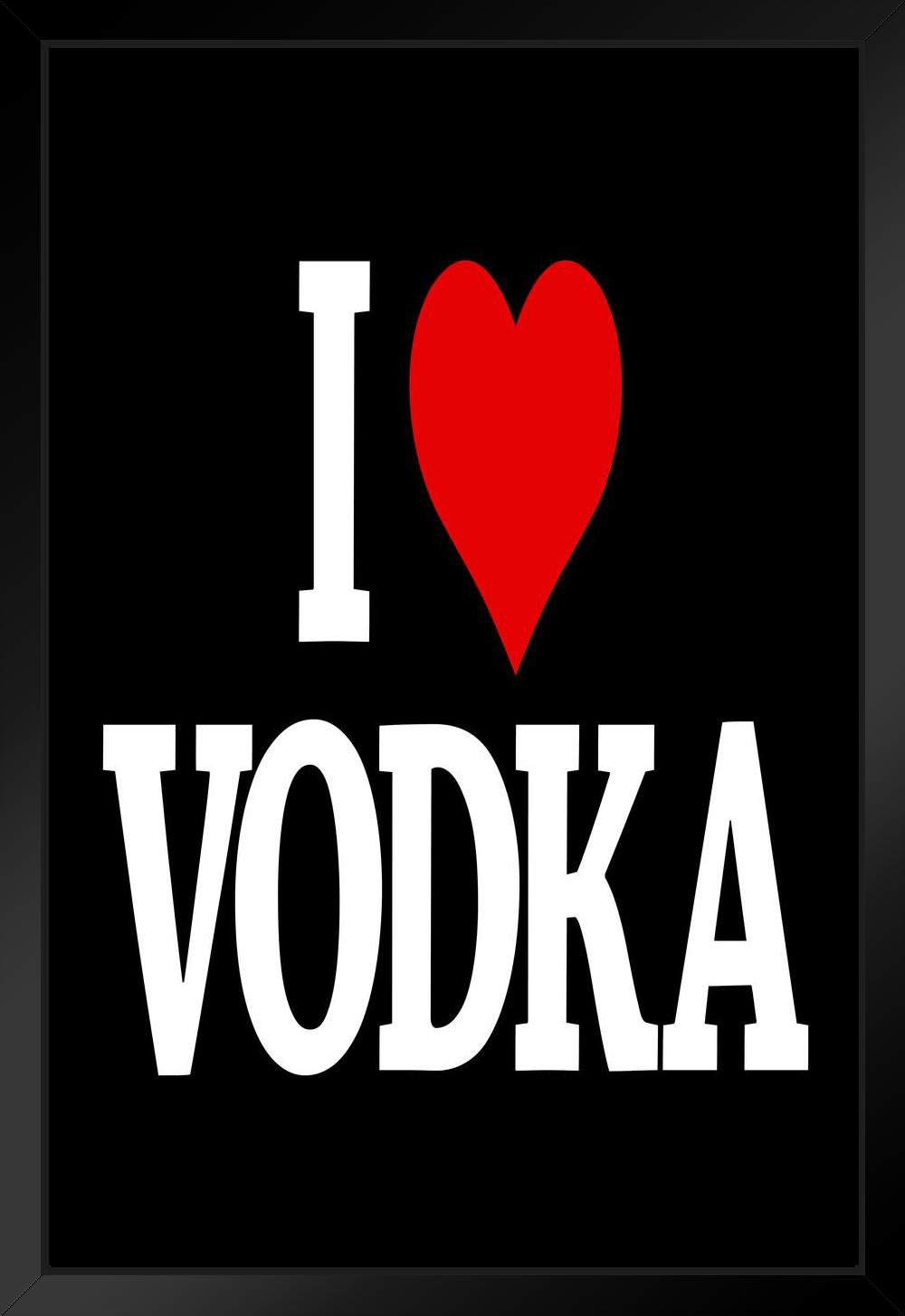 Latitude Run® I Love Vodka Black Black Wood Framed Poster 14X20 | Wayfair