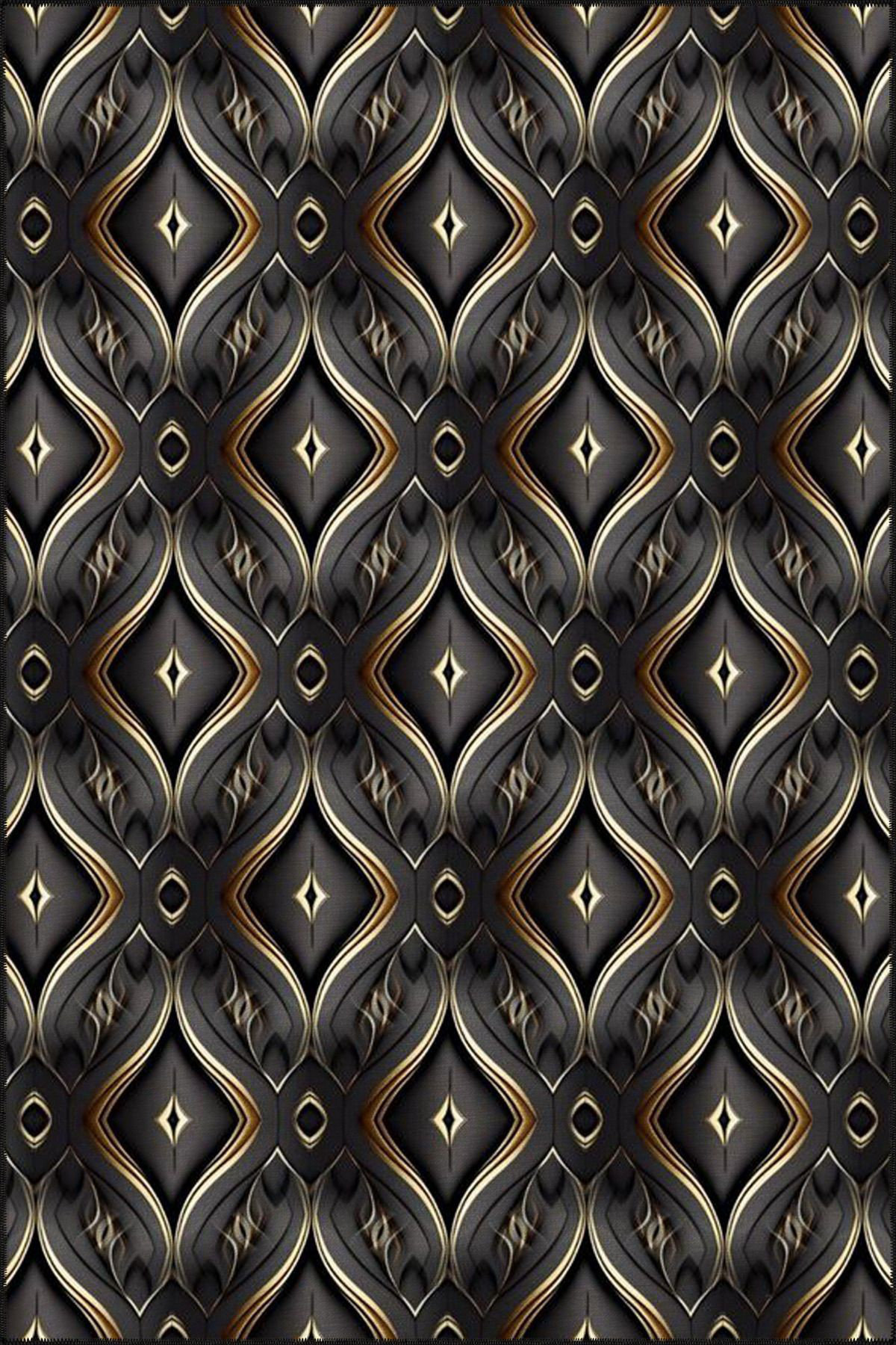 Hokku Designs Black Rhombus Geometric Woven Base Washable Rug | Wayfair