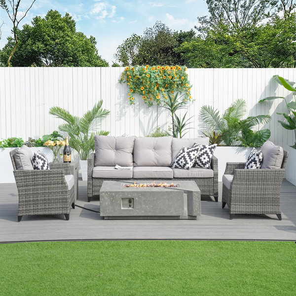 Direct Wicker Julia 5- Person Outdoor Wicker Patio Conversation ...
