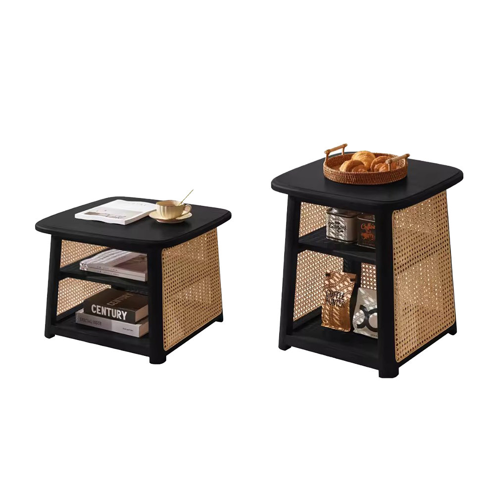 jessica High And Low Combination Solid Wood Rattan Tea Tab Coffee Table ...