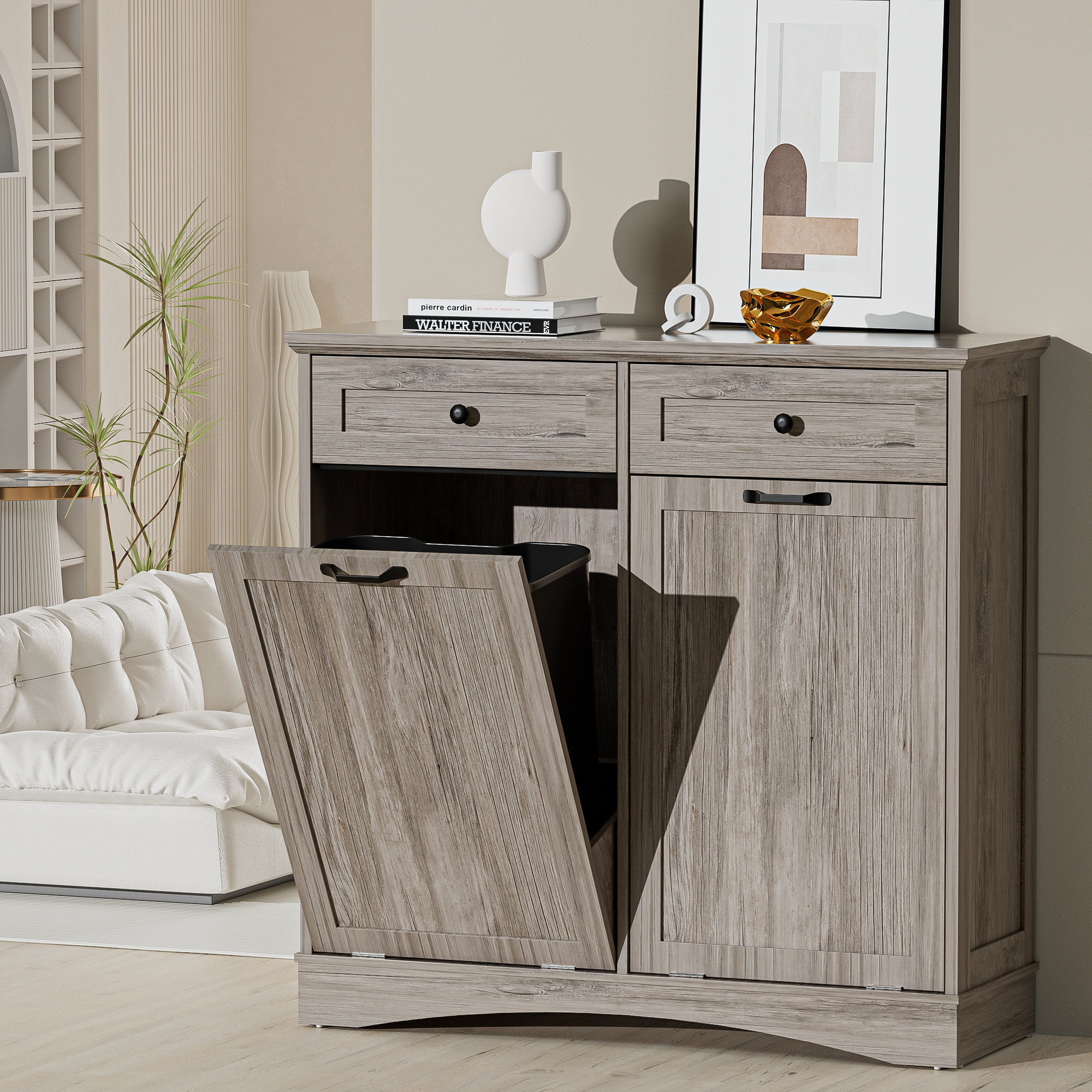 AHB Poubelle de cuisine à double basculement 13 gallons - Wayfair Canada