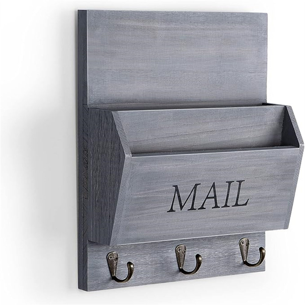 RIZPET Mail Organizer With Key Holder For Wall Decorative Mail Sorter ...