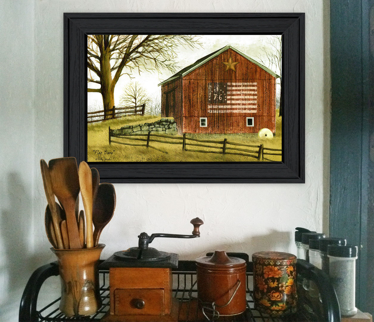 August Grove® "Flag Barn" By Billy Jacobs, Ready to Hang Framed Print ...