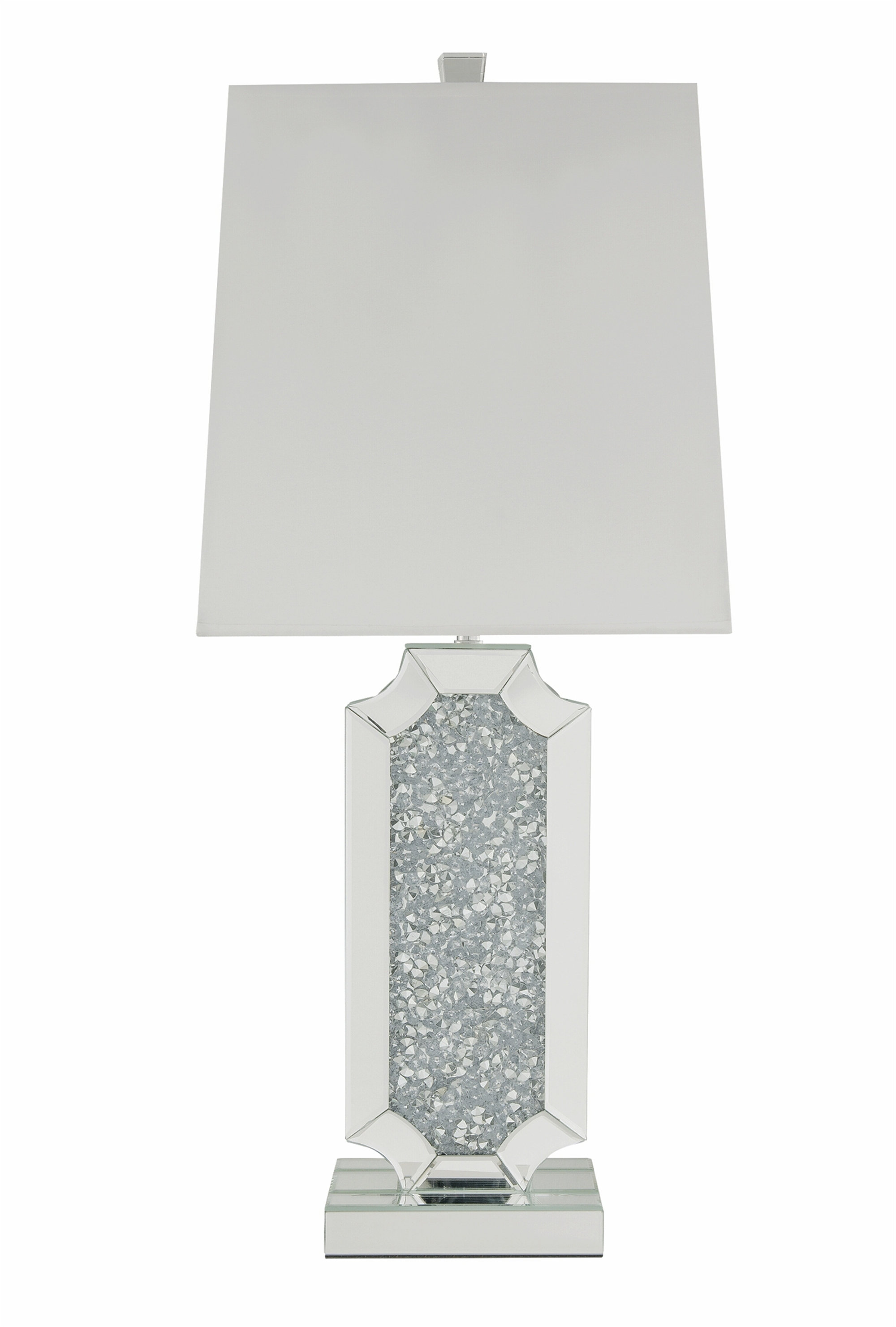 Everly Quinn 33" Mirrored Glass Faux Crystals Table Lamp With White ...