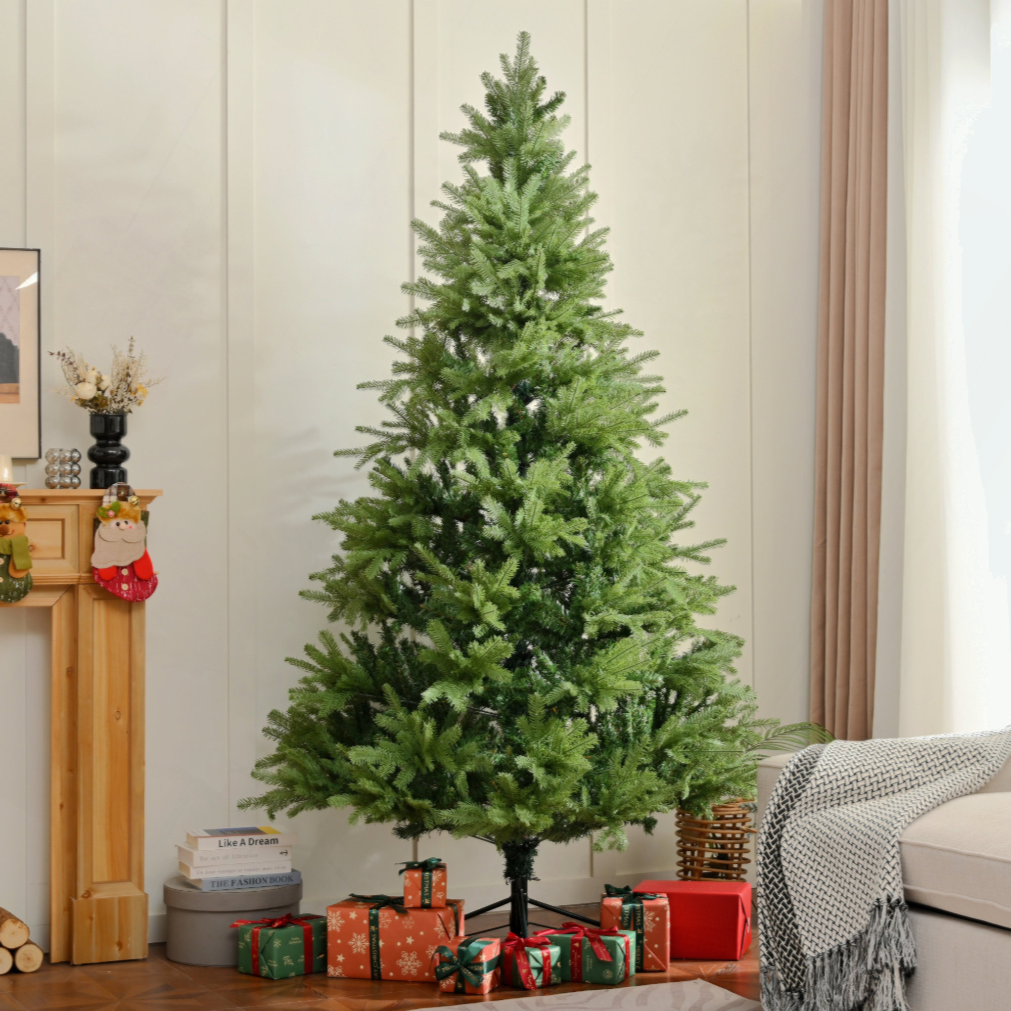 Charlton Home Premium Unlit PE PVC Mixed Christmas Tree Hinged Design ...