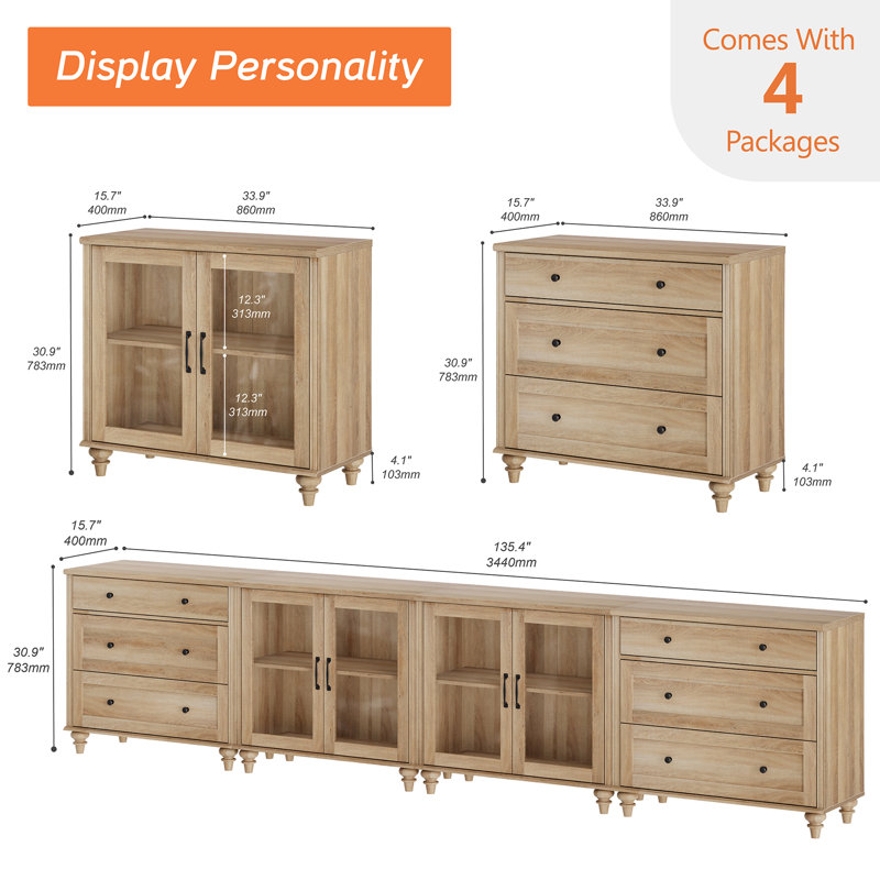 Alcott Hill® TV Stand For Tvs Up To 105 Inch, Wood TV Console Table For ...