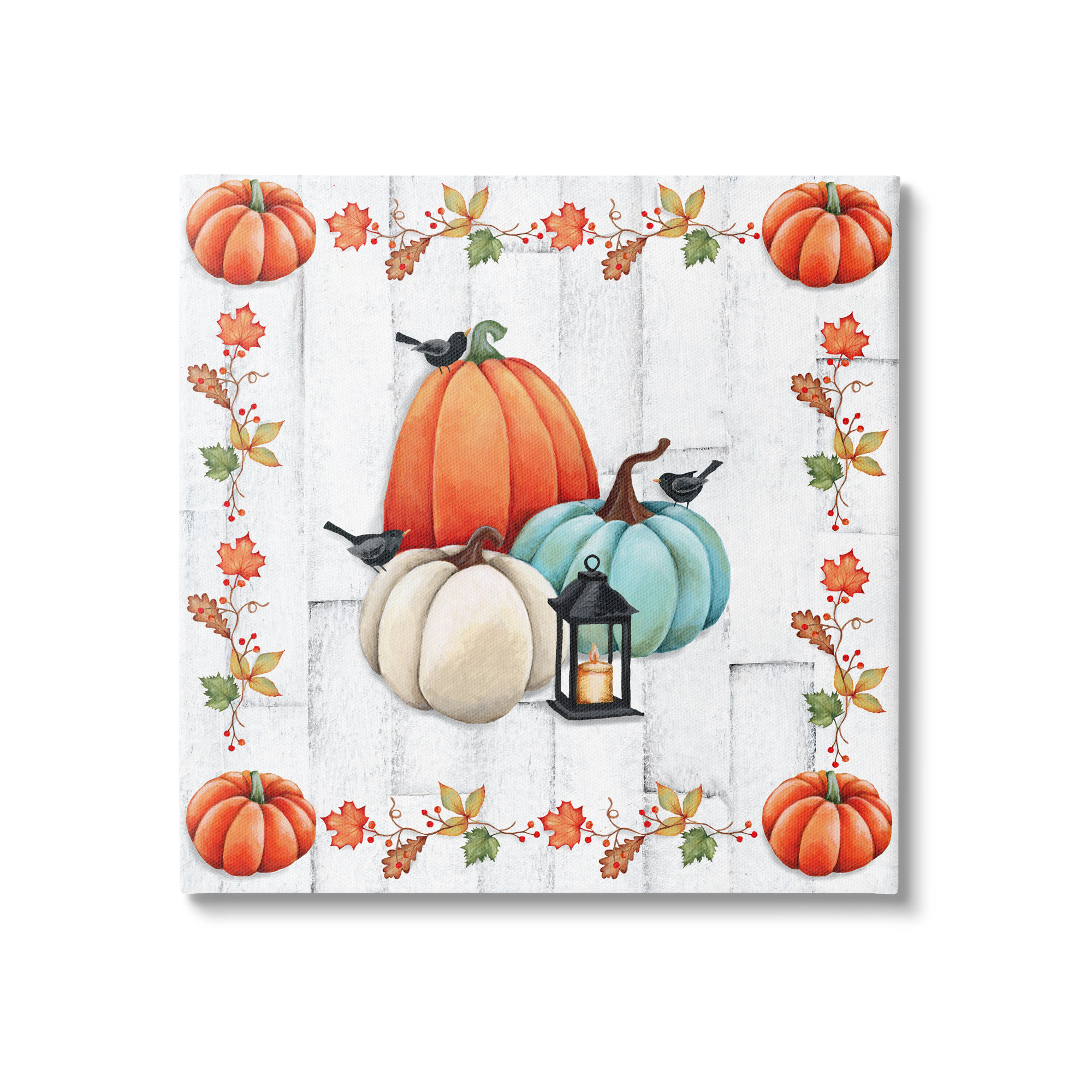 August Grove Crows On Fall Pumpkins On Canvas by Emma Leach Print | Wayfair