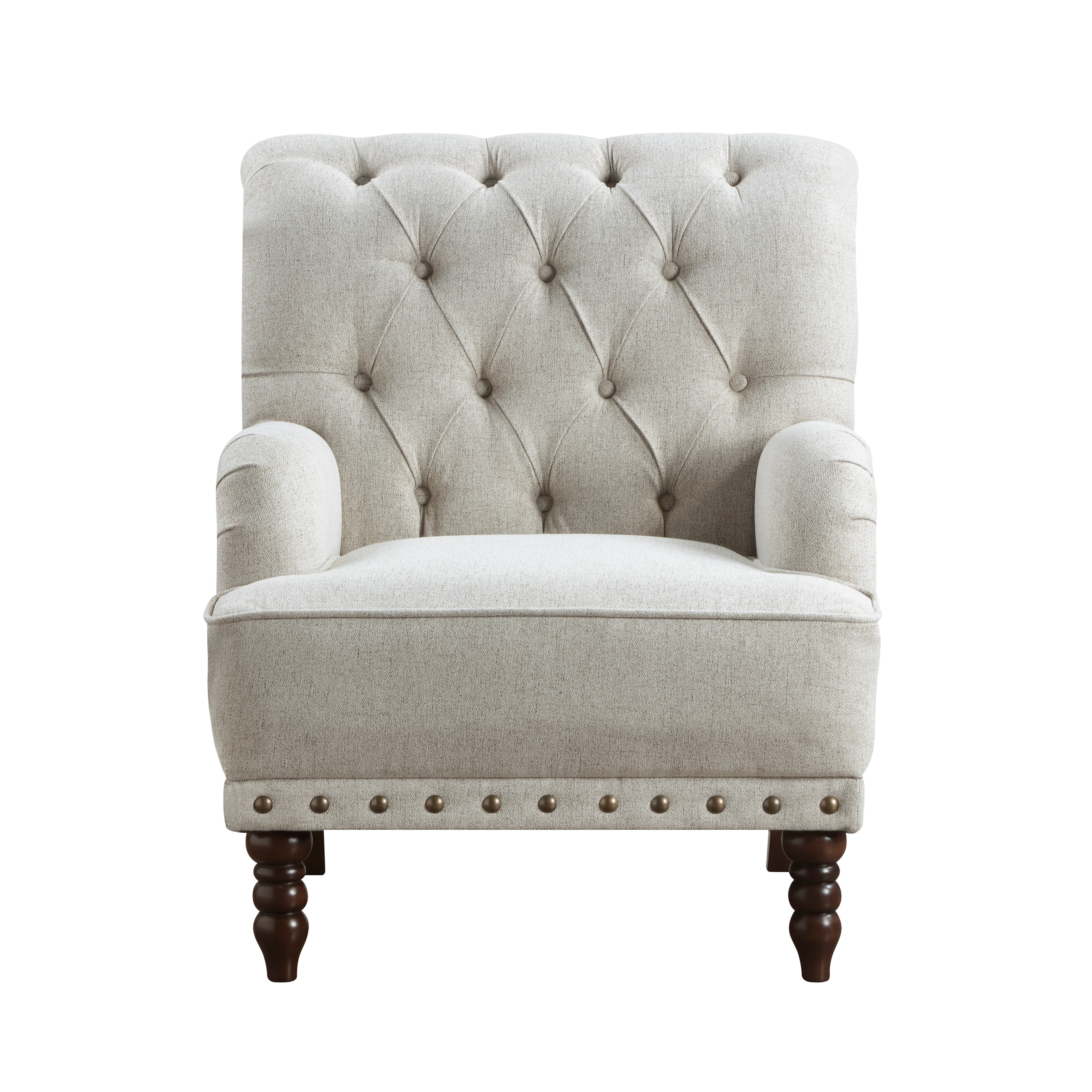 Red Barrel Studio® 1Pc Accent Chair Button-Tufted Solid Wood Nailhead ...
