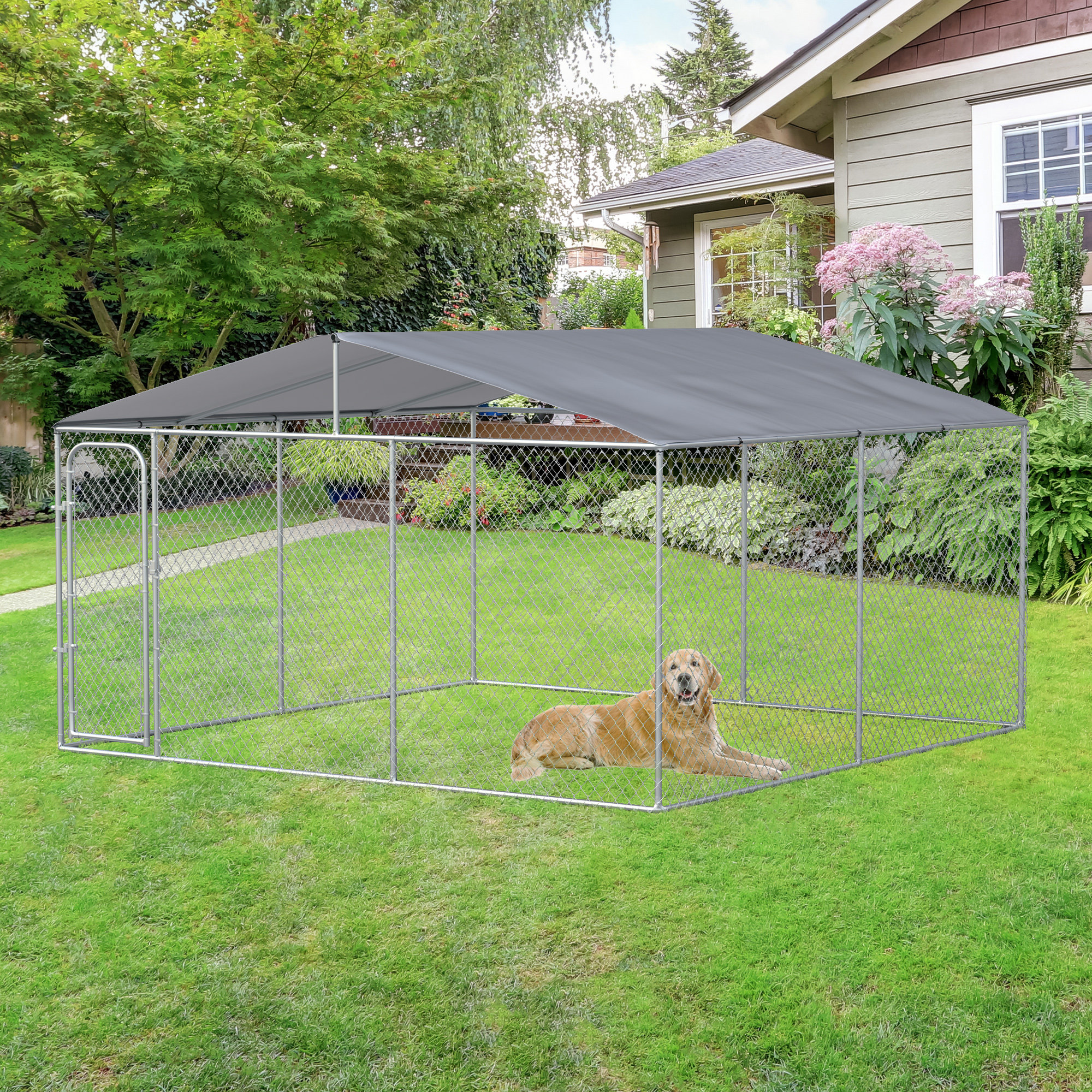 Pawhut 90'' H 1 Panel Metal Yard Kennel With Door & Reviews | Wayfair
