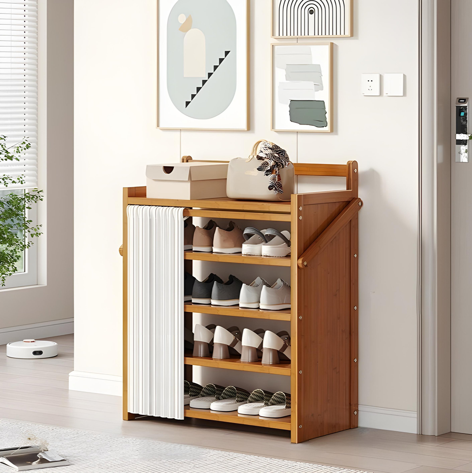 Ebern Designs Foldable Multi-Layer Shoe Rack For Home, Doorway, Rental ...