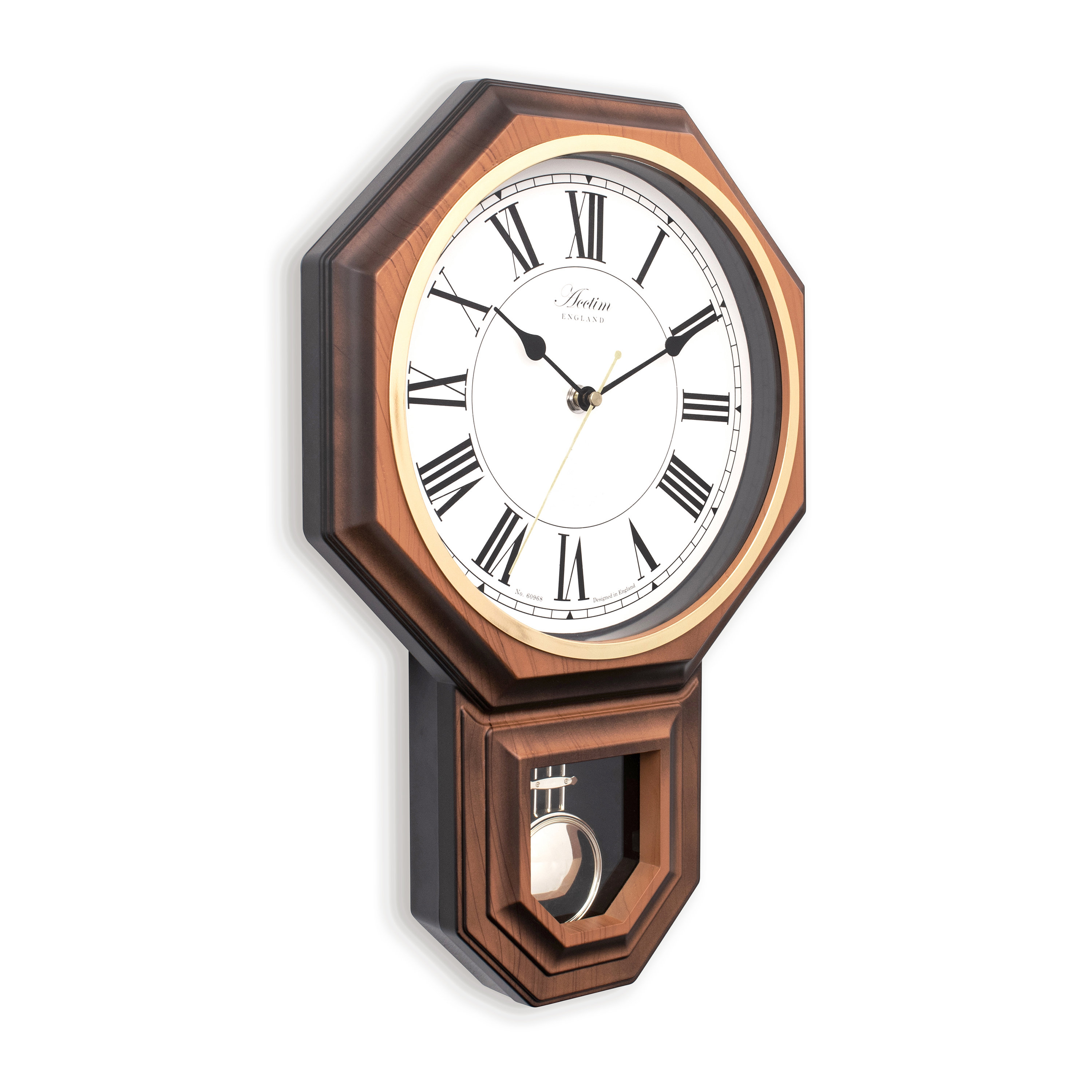 Acctim Woodstock Pendulum Wall Clock Quartz Pendulum Movement Dark Wood ...