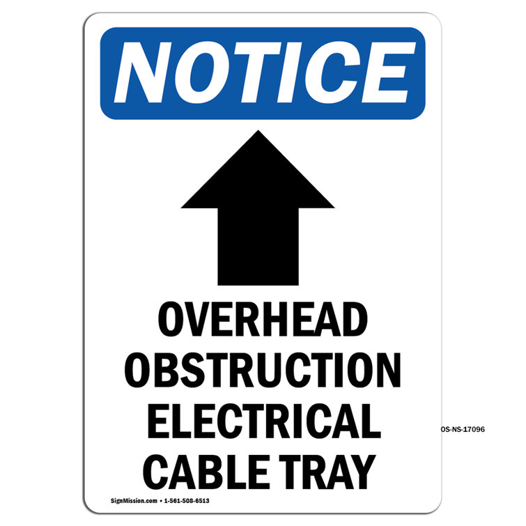 SignMission OSHA Notice - Overhead Obstruction Sign With Symbol | Heavy ...