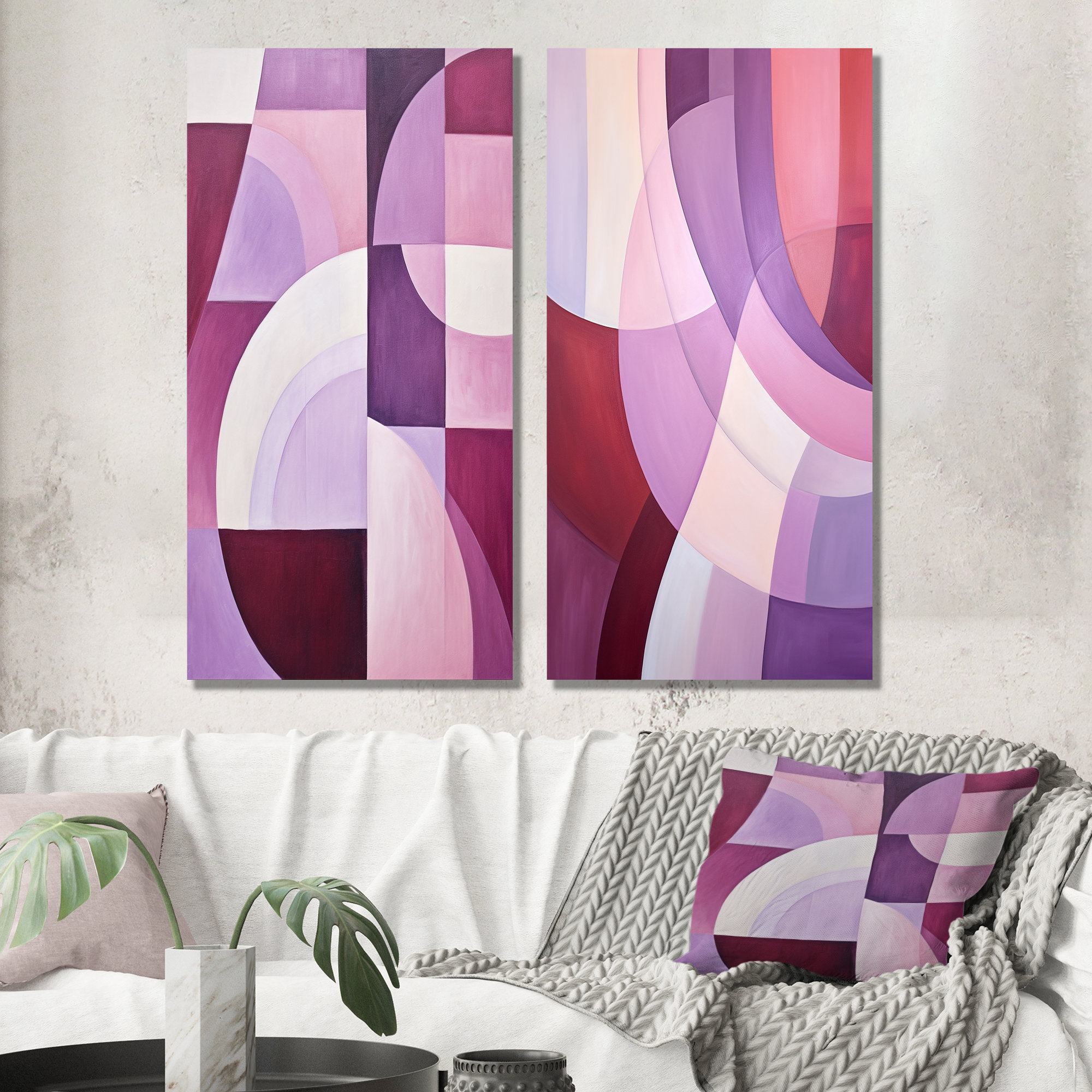 Design Art Mauve Motion Abstract Shapes - Abstract Shapes Wall Art ...