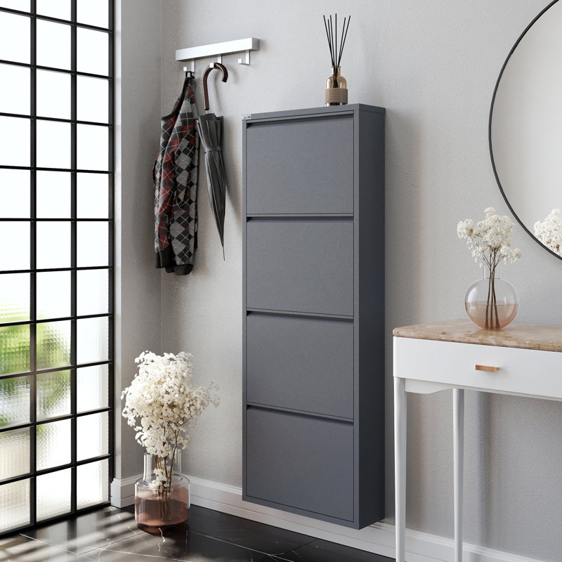 Latitude Run® Antibacterial 4 Tier Metal Shoe Cabinet Without Holes ...