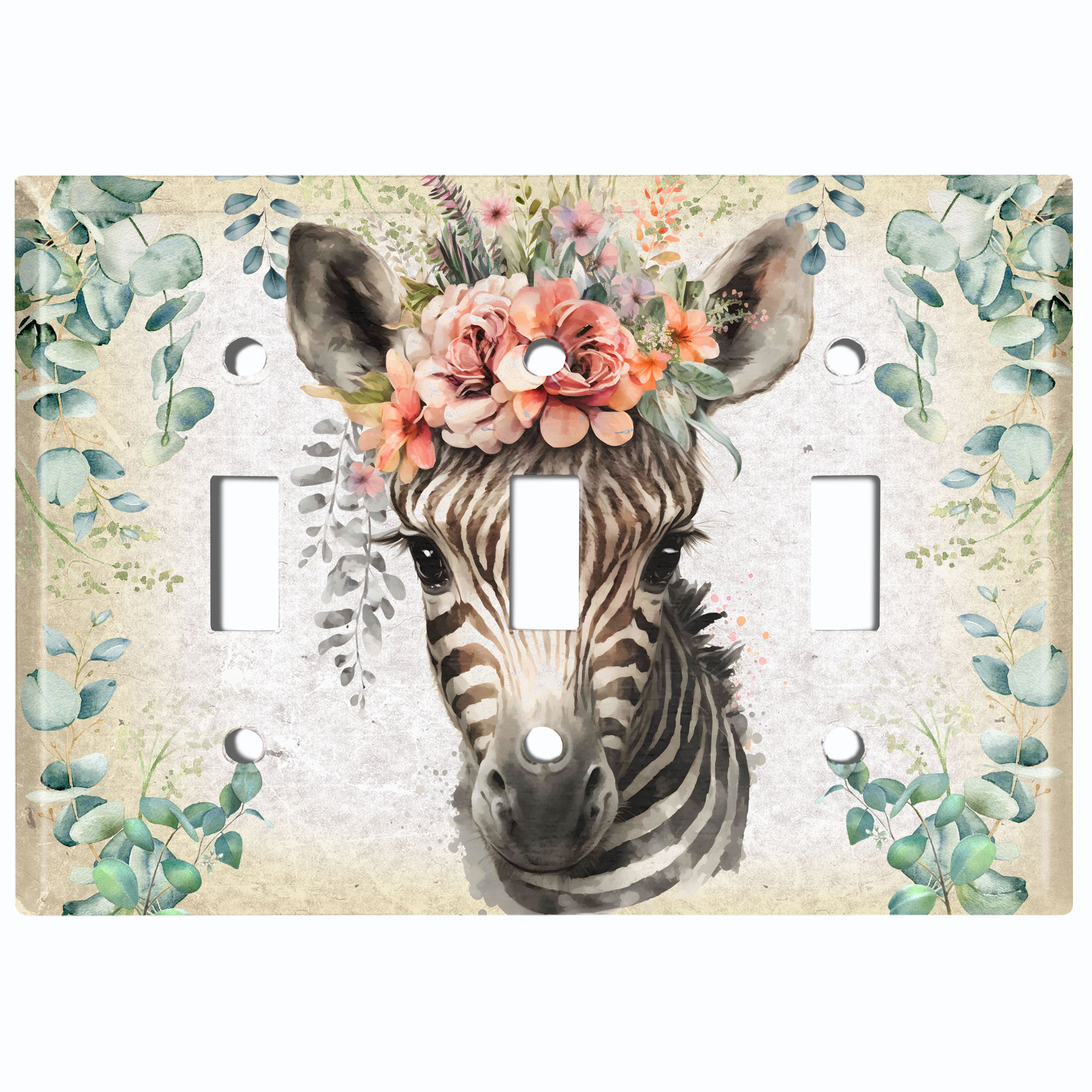WorldAcc Metal Light Switch Plate Outlet Cover (Zebra Animal Flower ...