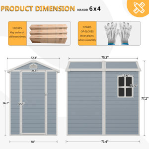 JolyDale 4 ft. W x 6 ft. D Resin Storage Shed | Wayfair