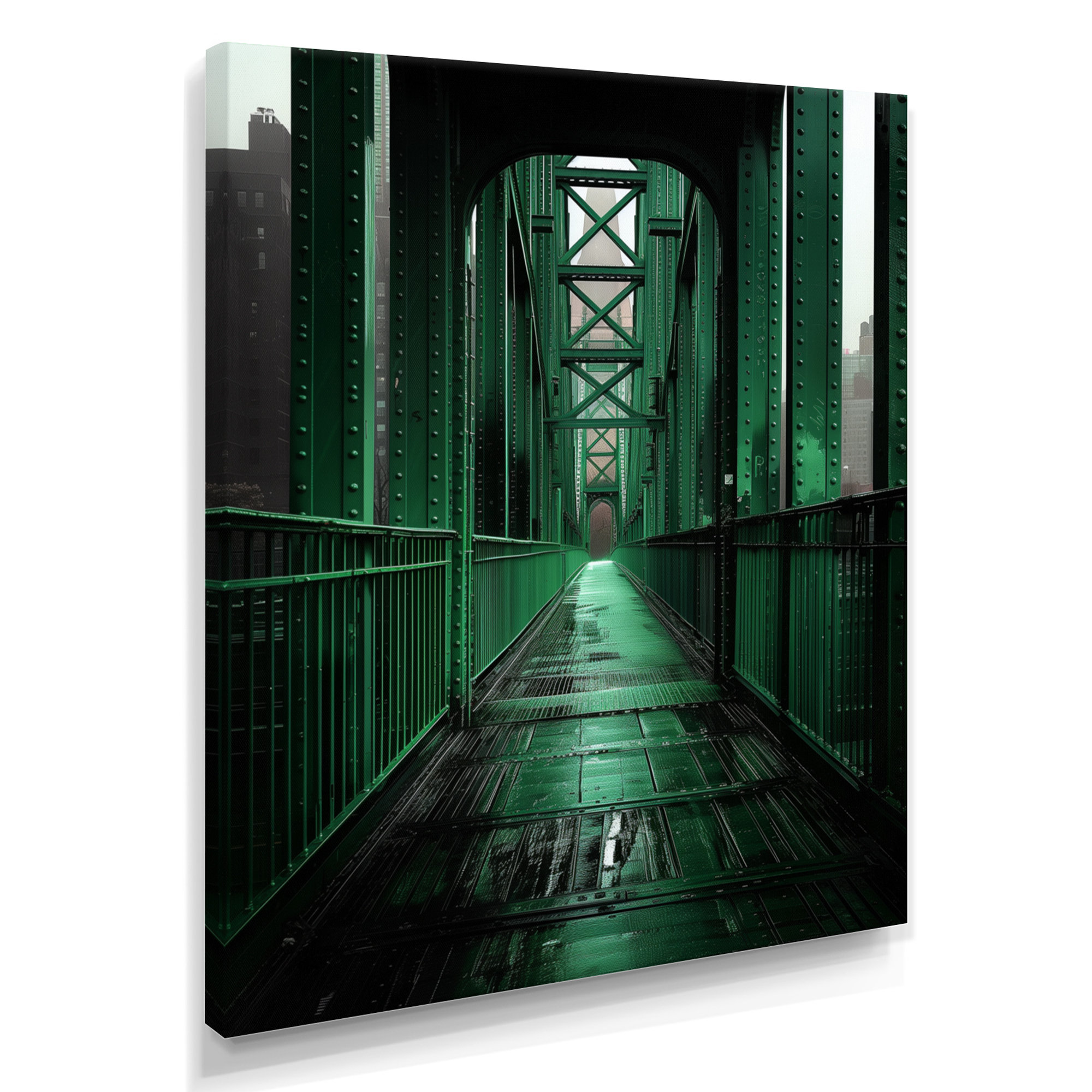 Ebern Designs Monochrome Green Black Crossing Bridge Pathway I ...