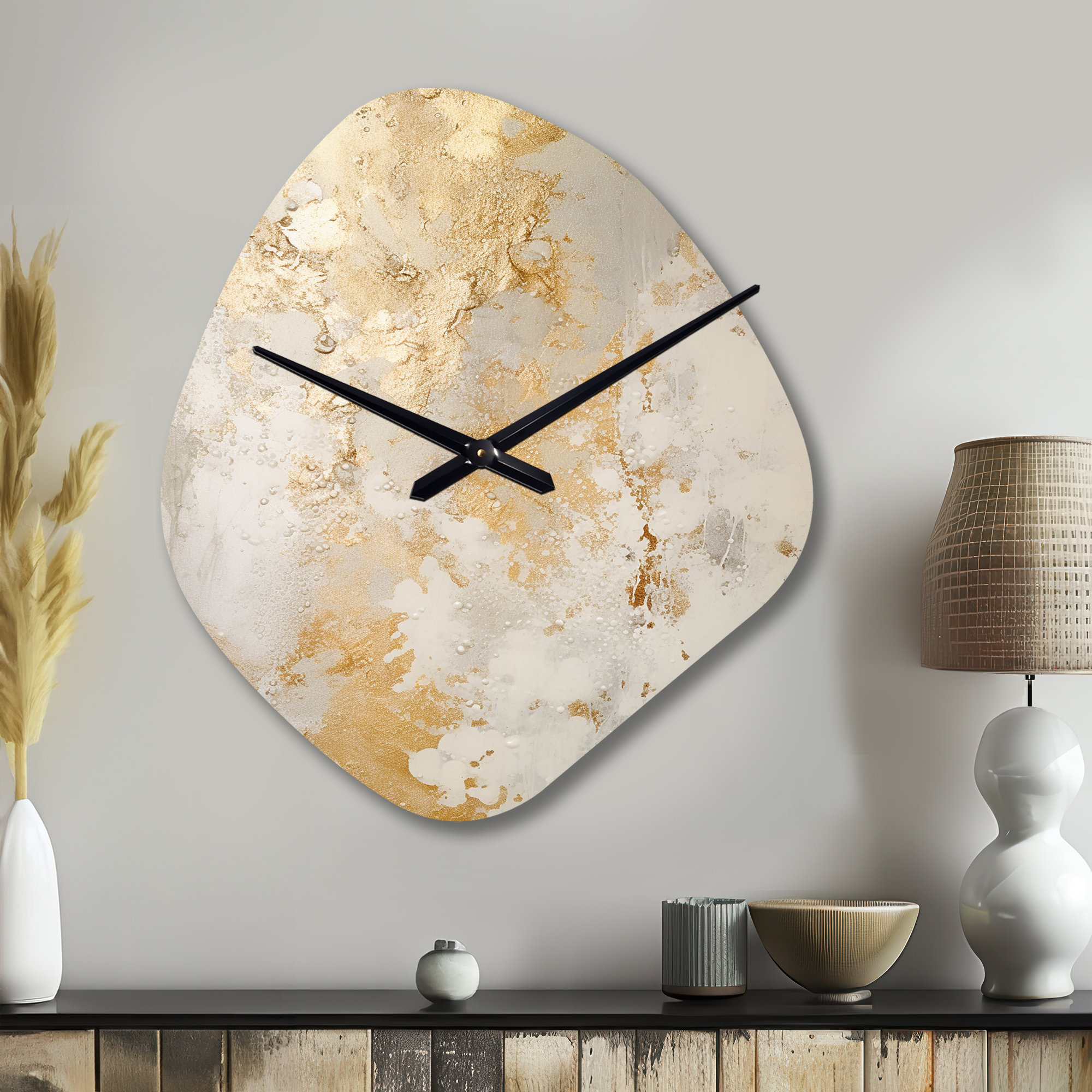 East Urban Home Waghela Fizz's Beige And Gold Fantasy - Nebula Shape ...