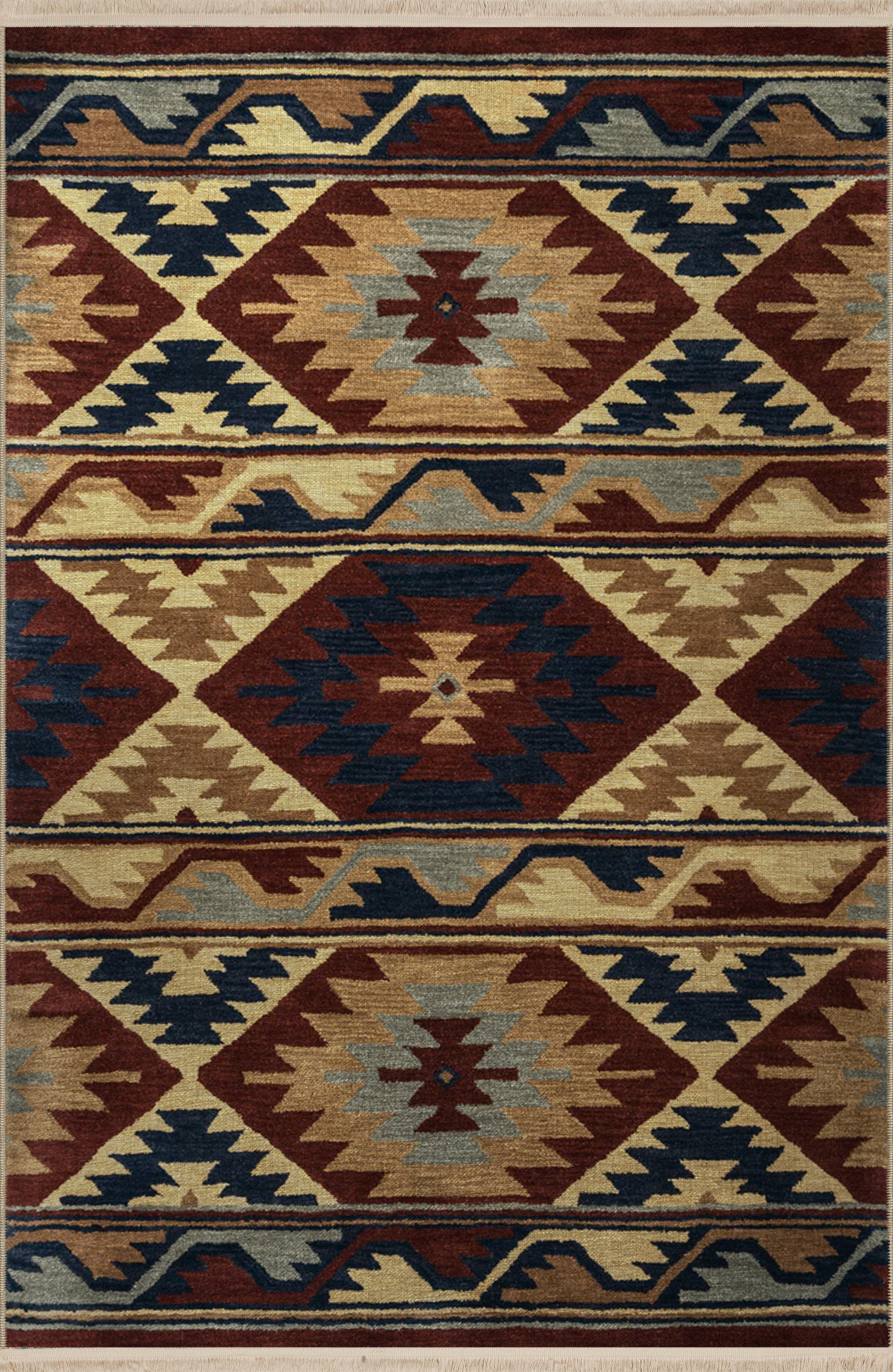 Dakota Fields Multi-Colored Geometric Shape Motif Patterned Fringed ...