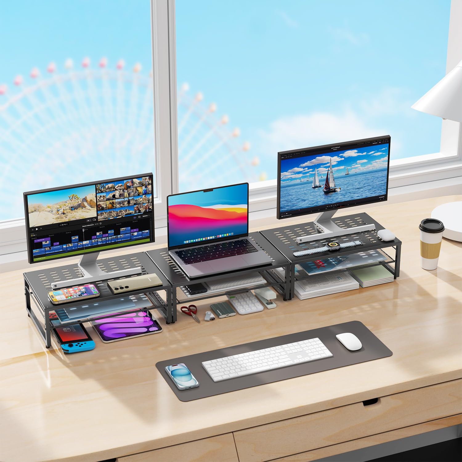 Inbox Zero 2-Tier Metal Monitor Stand Riser, Desk Accessories ...