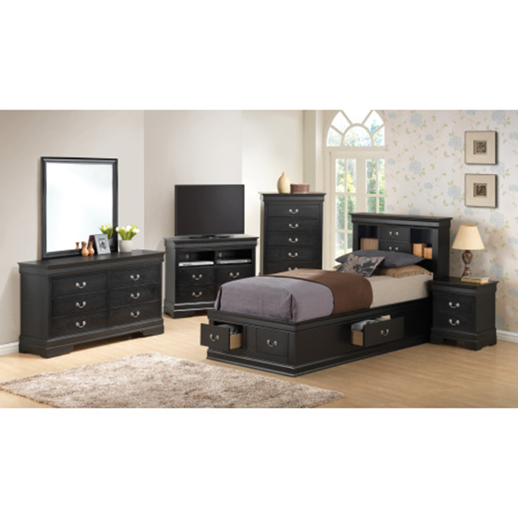Everly Quinn Elegant Black Twin Storage Bed | Wayfair