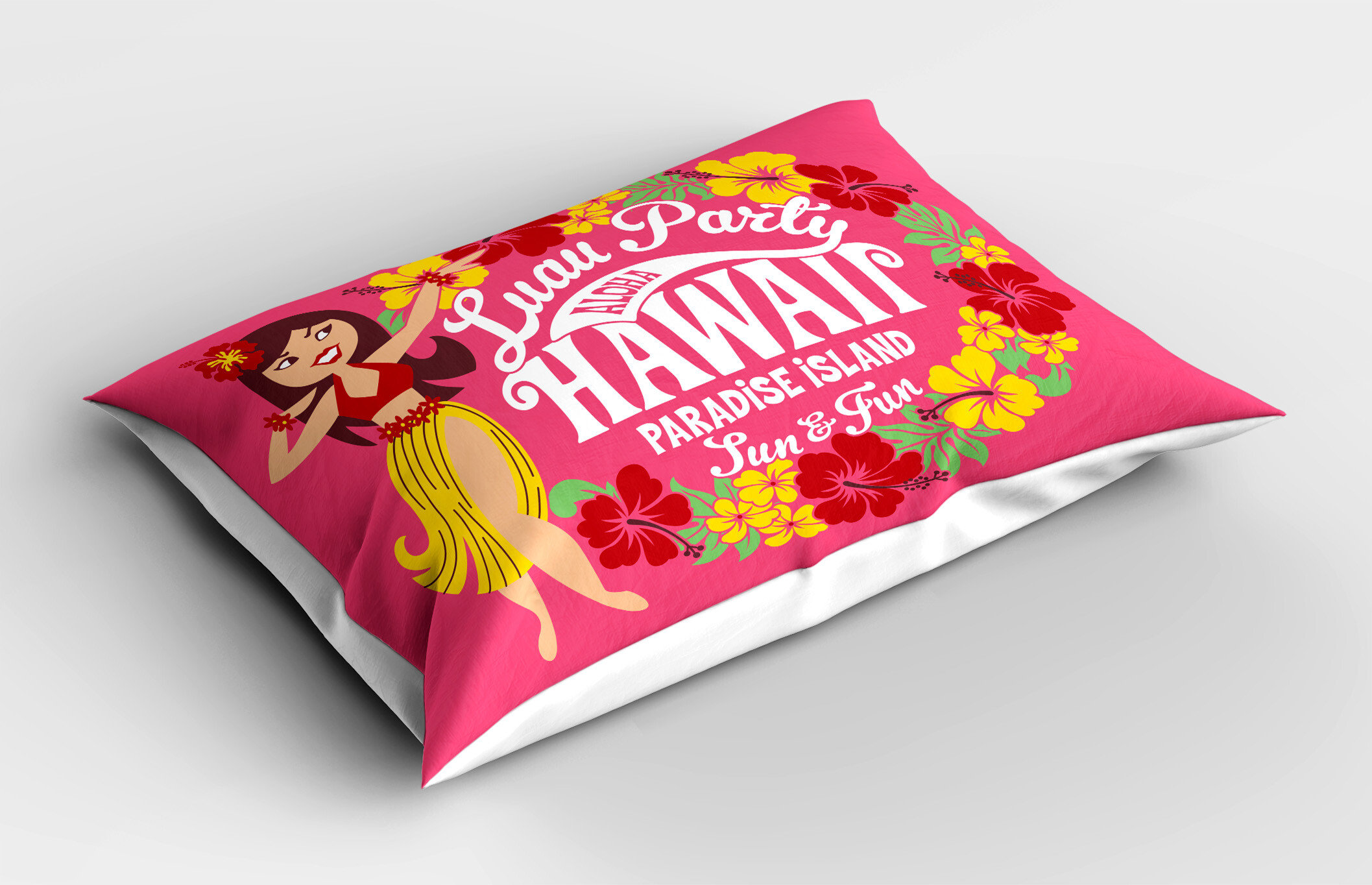 Ambesonne Hula Girl Pillow Sham 2 Pack Luau Party Aloha Paradise Hot ...