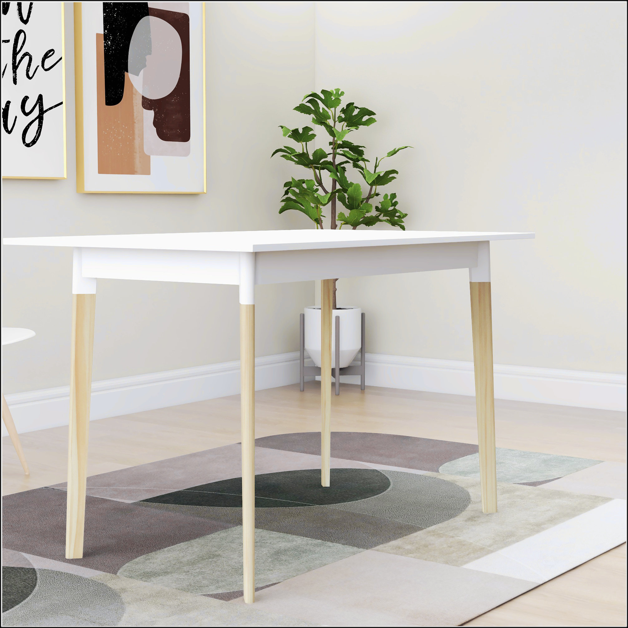 Ebern Designs Modern Dining Table 47 Inch Kitchen Table Rectangular Top ...