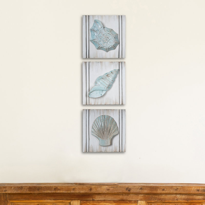Rosecliff Heights 3 Piece Shell Plaque Wood Wall Décor Set & Reviews ...